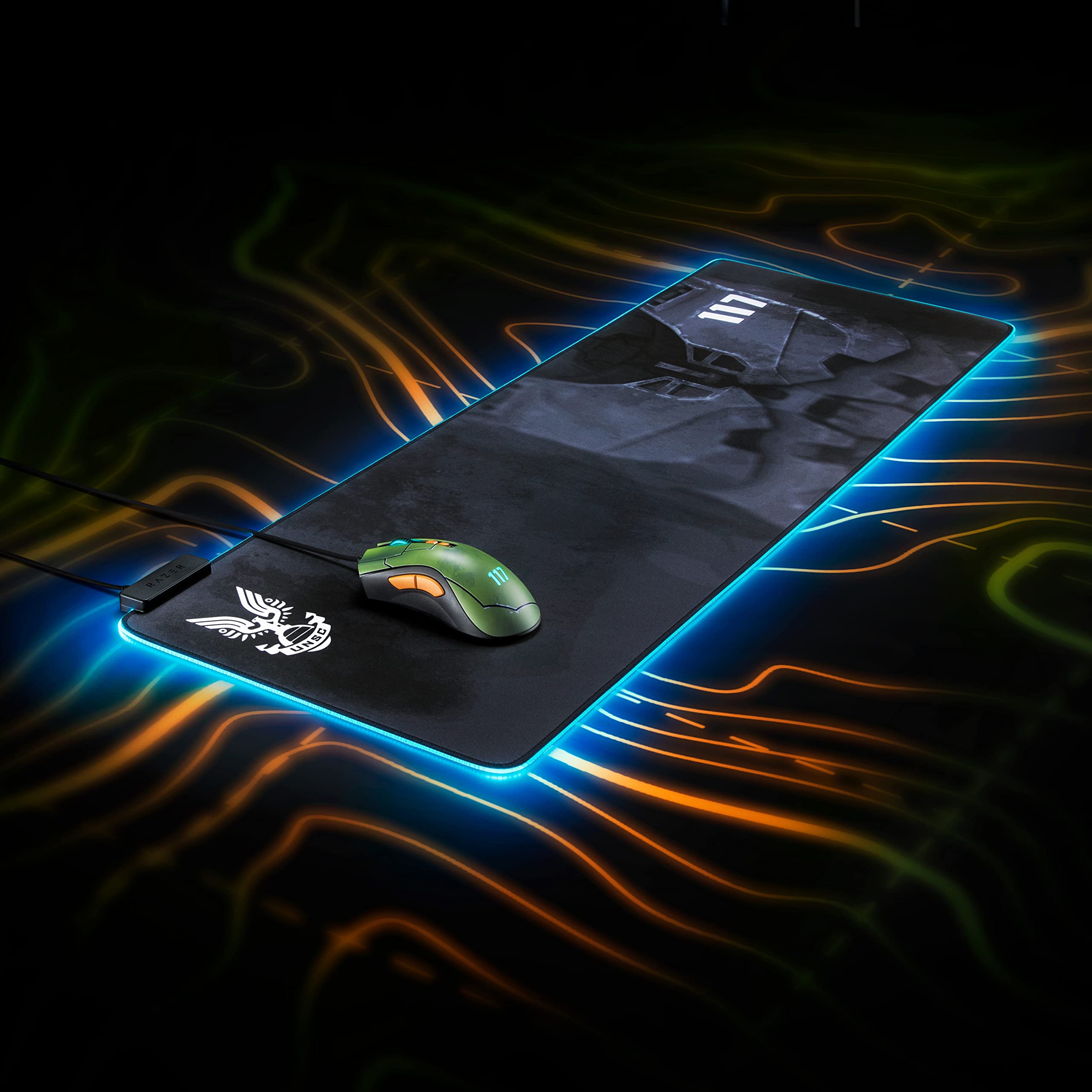 Razer Goliathus Extended Chroma Gaming Mousepad: Customizable RGB Lighting - Soft, Cloth Material - Balanced Control & Speed - Non-Slip Rubber Base - Halo Infinte Edition
