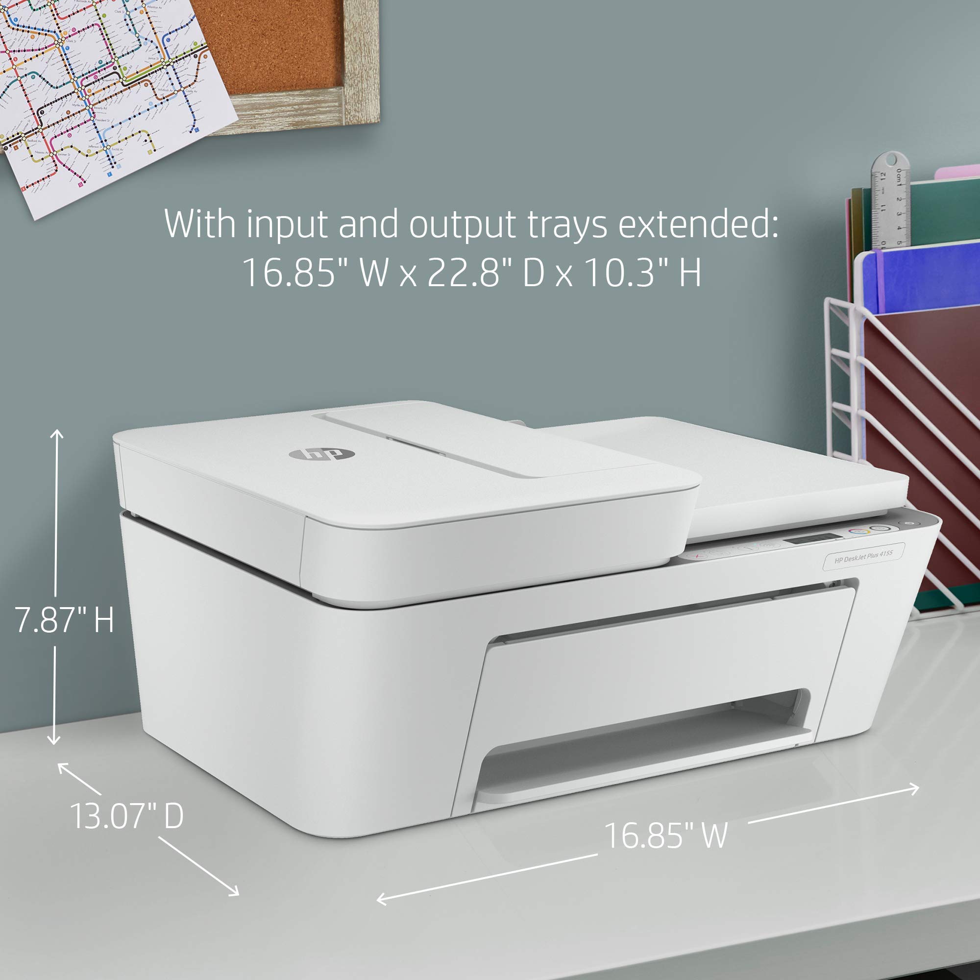 HP DeskJet Plus 4155 Wireless All-in-One Printer | Mobile Print, Scan & Copy | HP Instant Ink Ready | Auto Document Feeder (3XV13A) (Renewed)