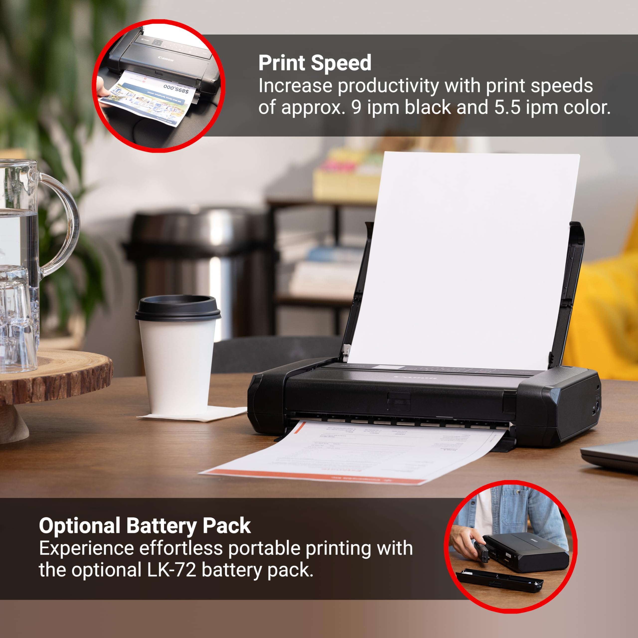Canon Pixma TR150 Wireless Mobile Printer with Airprint and Cloud Compatible, Black