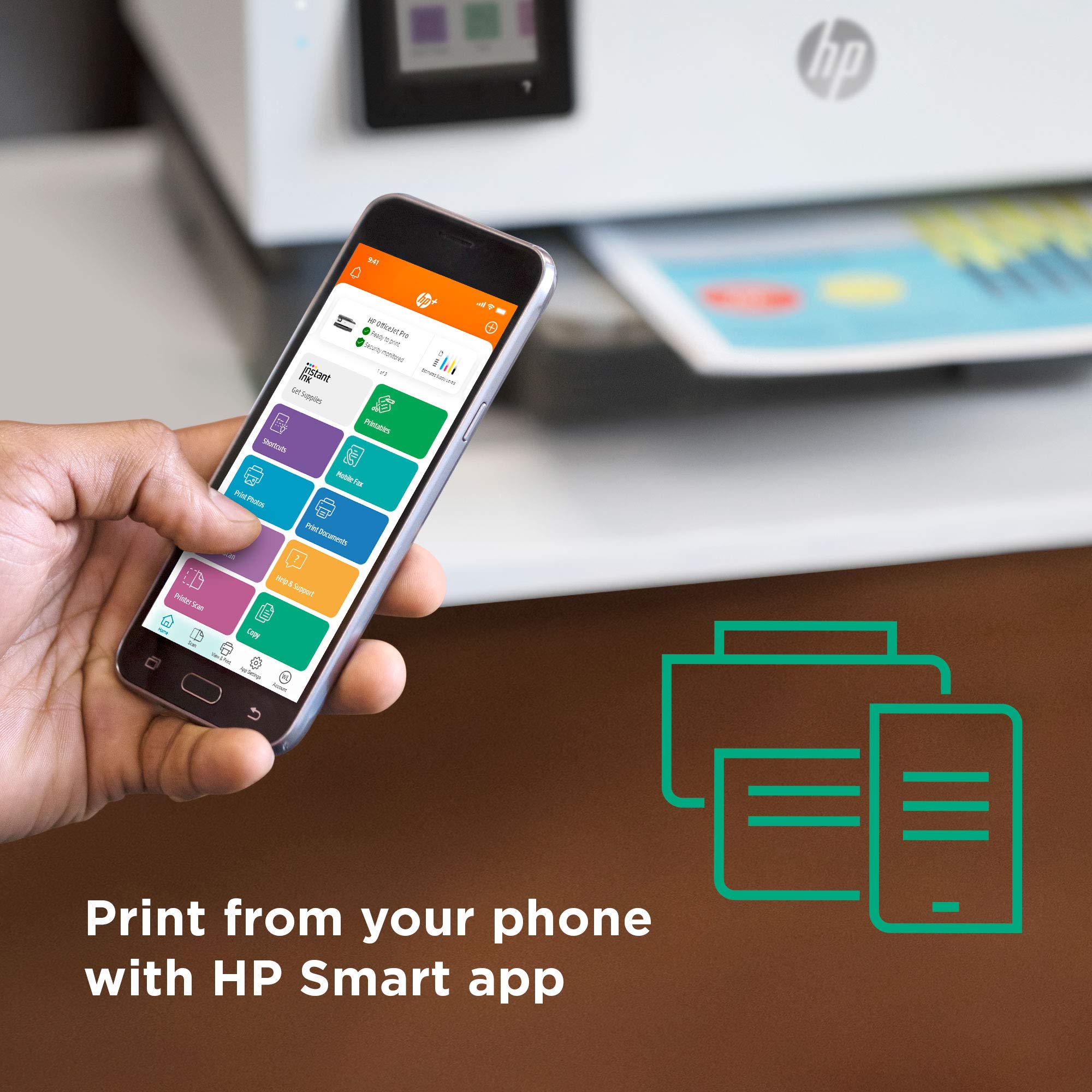 HP OfficeJet Pro 8035e Wireless Color All-in-One Printer (Basalt) with up to 12 months Instant Ink with HP+ (1L0H6A)