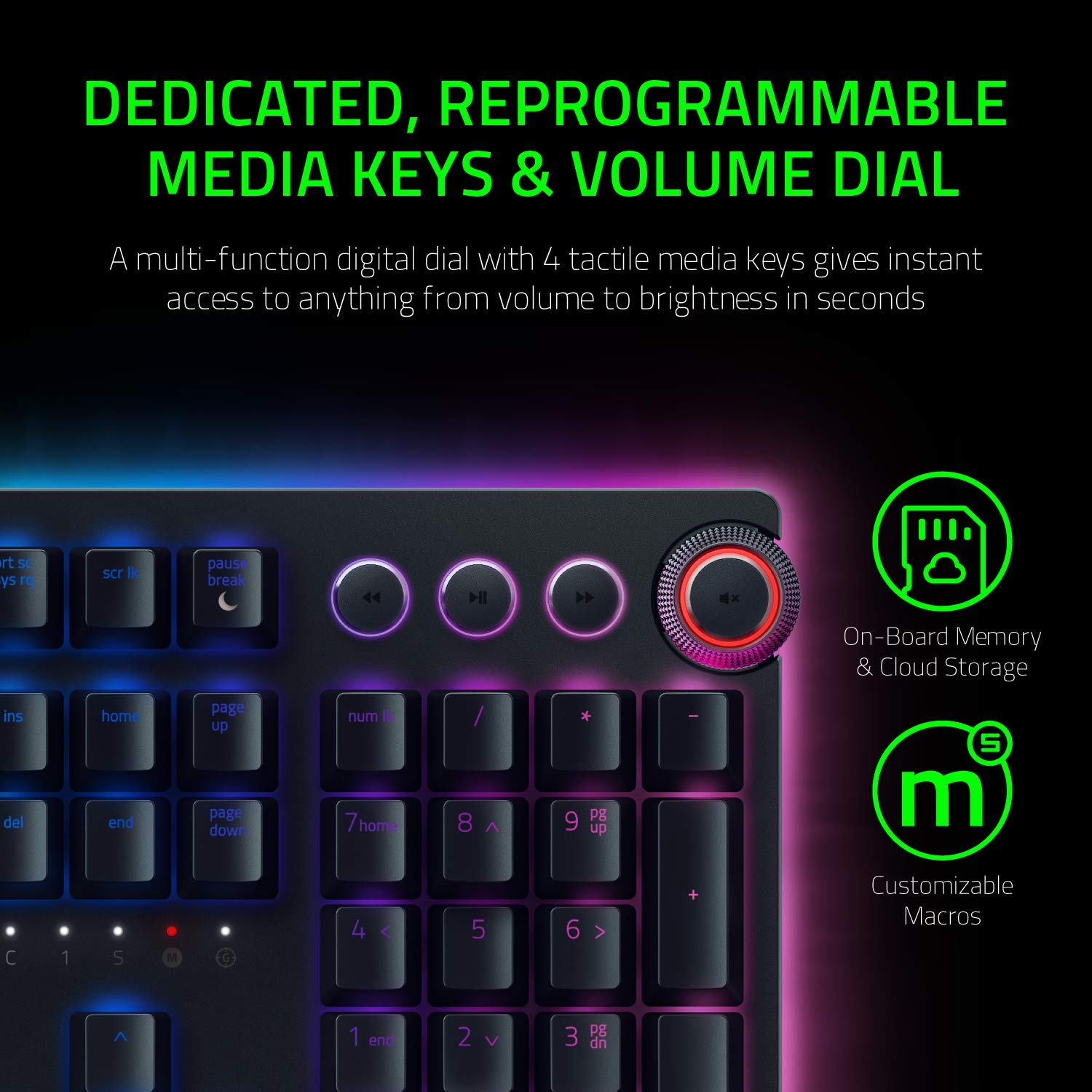 Razer Huntsman Elite Gaming Keyboard: Fast Keyboard Switches - Linear Optical Switches - Chroma RGB Lighting - Magnetic Plush Wrist Rest - Dedicated Media Keys & Dial - Classic Black
