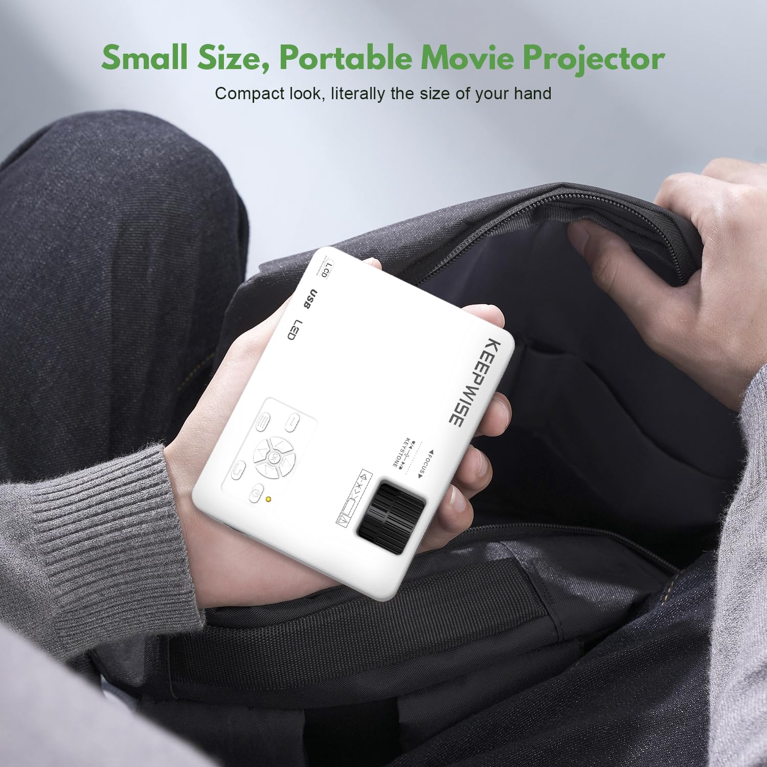 WiFi Projector with 100’’ Projector Screen, 9000Lux Projector for Outdoor Movies 1080P Full HD Supported Mini Portable Projector Compatible with Smartphone TV Stick HDMI USB AV AUX