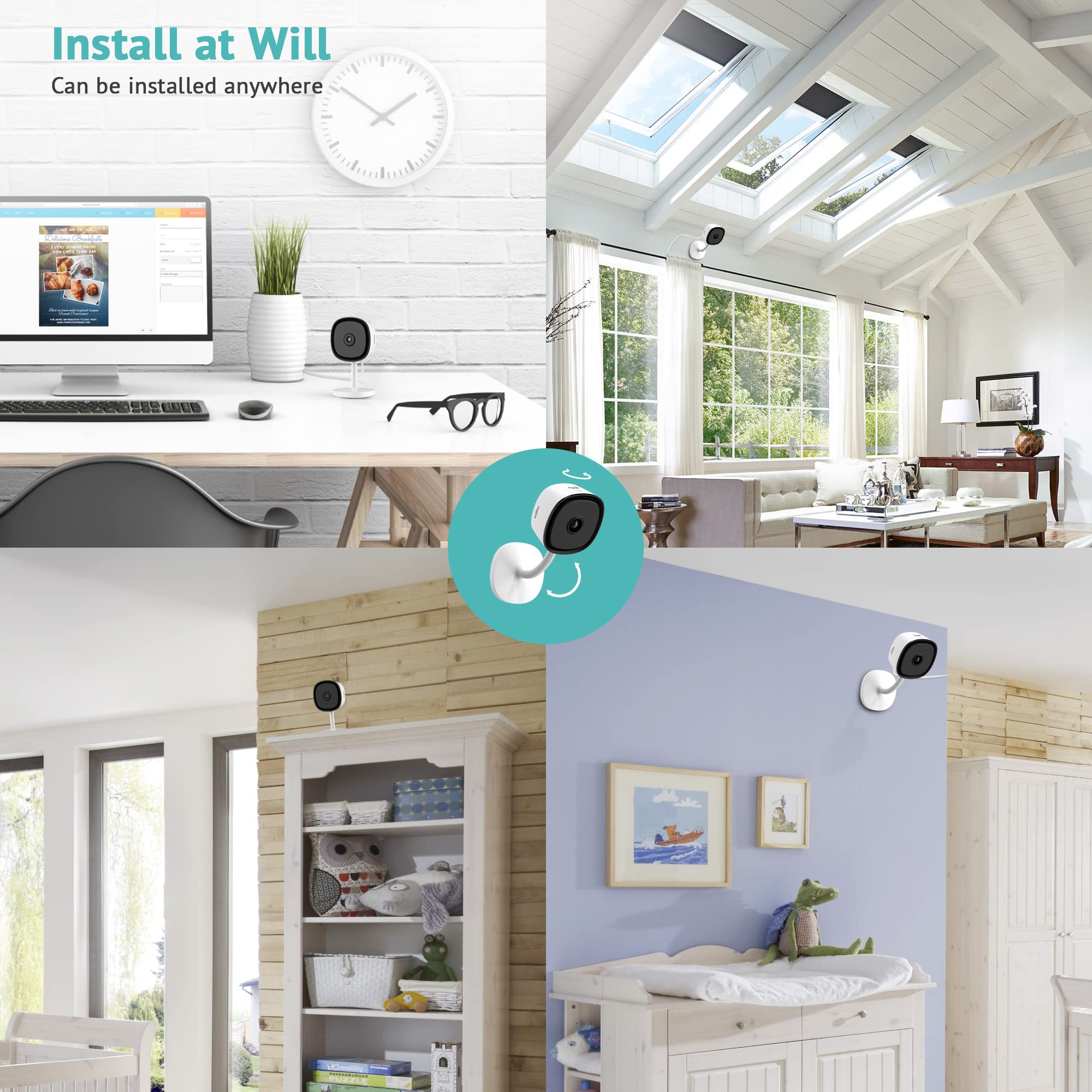 LaView 3MP Cameras for Home Security,2K Indoor Security Camera for Baby/Elder/Pet with Clear Night Vision,24/7 Live Video,Motion Detection,2 Way Audio,US Cloud/SD Card Storage,Compatible with Alexa
