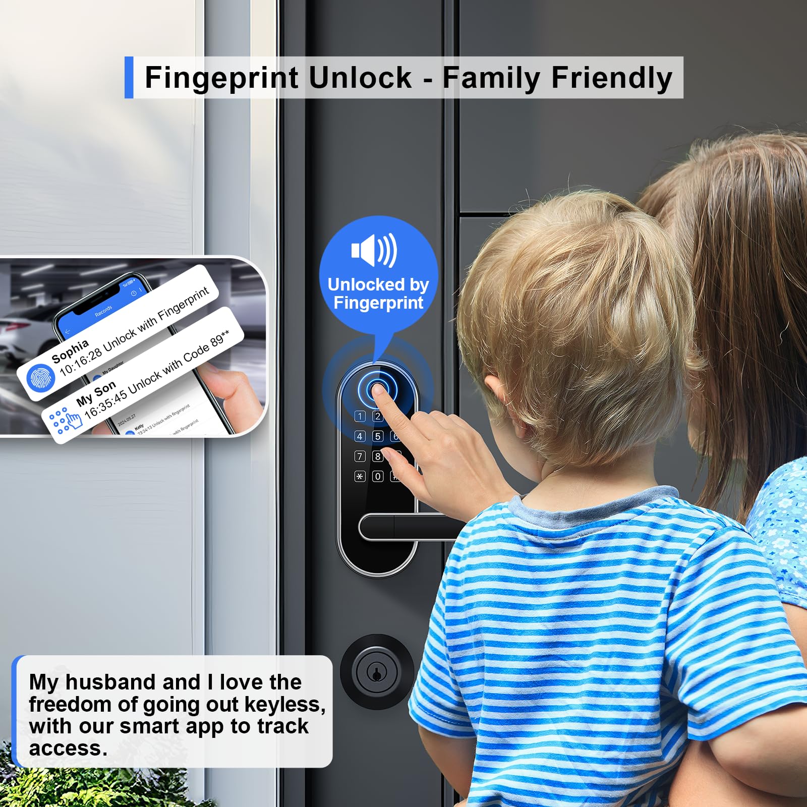 Smart Lock, Keyless Entry Door Lock, Fingerprint Door Lock, Digital Door Lock, Smart Lock for Front Door, Bluetooth Electronic Door Lock (Powered by Sifely)