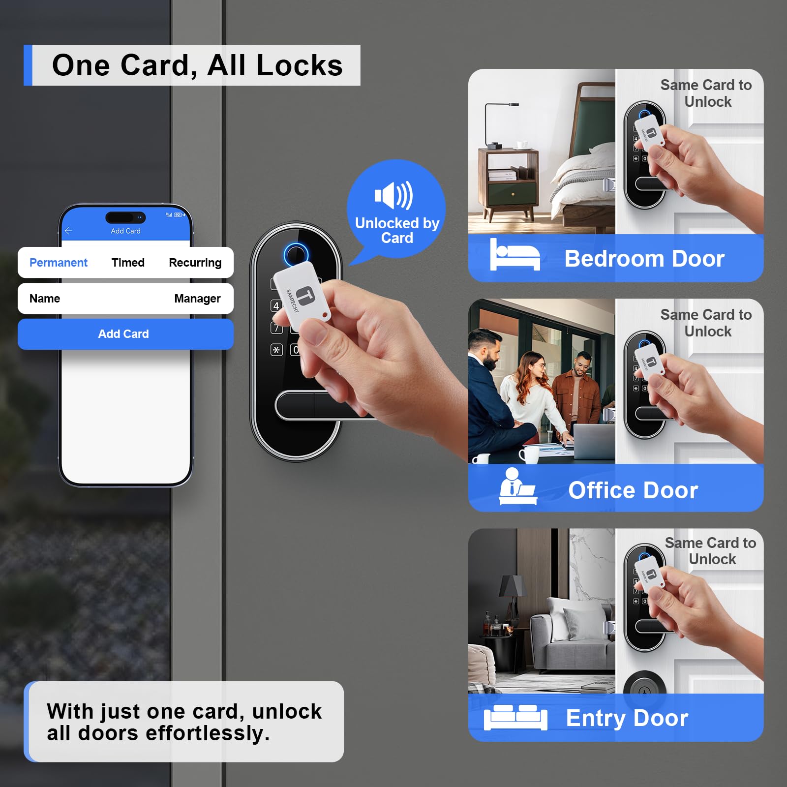 Smart Lock, Keyless Entry Door Lock, Fingerprint Door Lock, Digital Door Lock, Smart Lock for Front Door, Bluetooth Electronic Door Lock (Powered by Sifely)