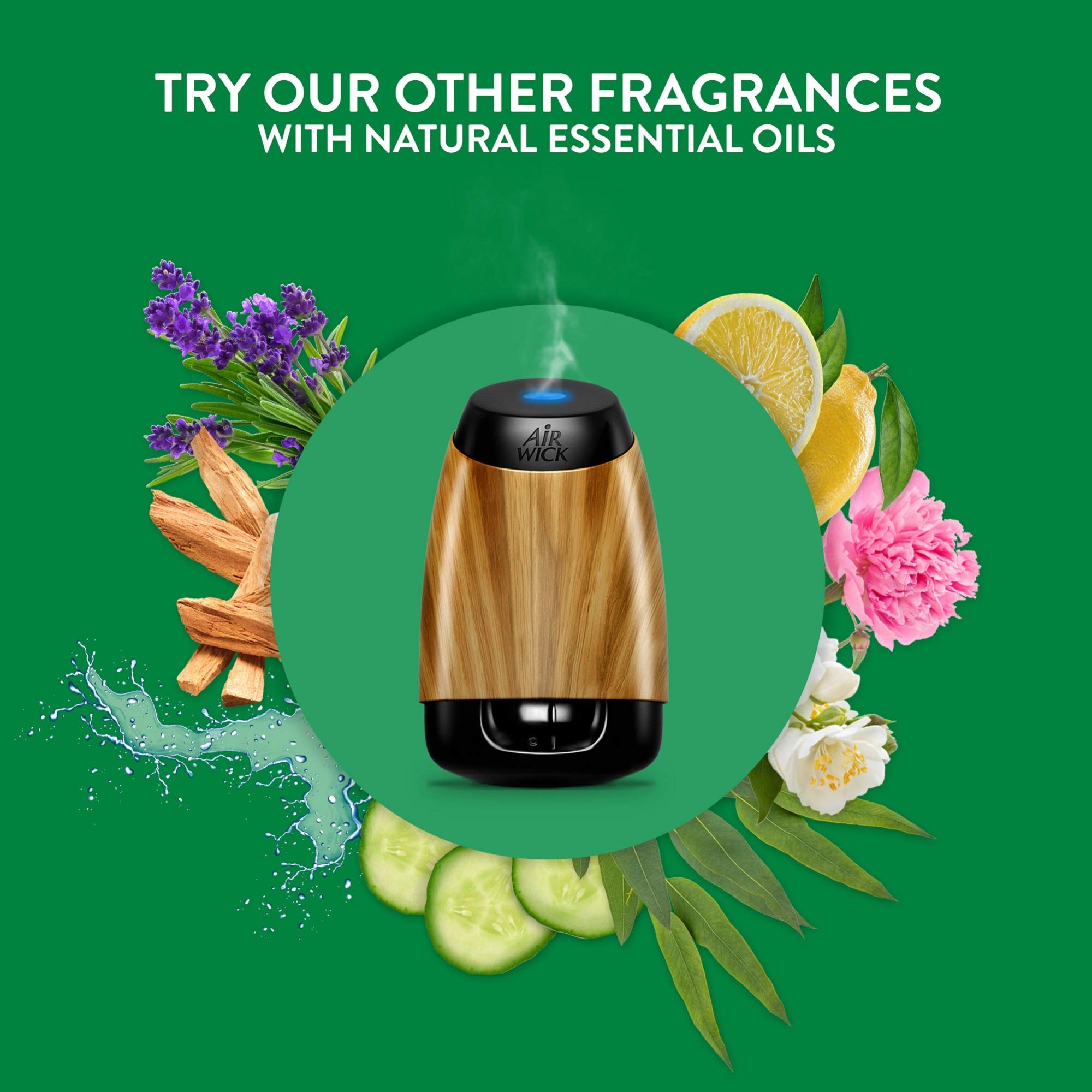 Air Wick Essential Mist Bluetooth Starter Kit, Essential Oil Diffuser (Diffuser + 2 Refills), Air Freshener, Lavender & Almond Blossom and Mandarin & Sweet Orange scents
