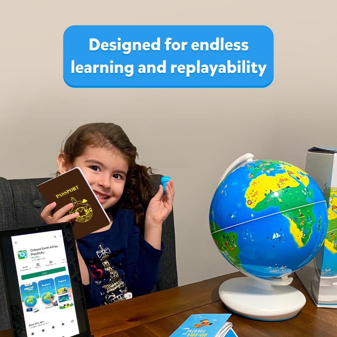 PlayShifu Educational Globe for Kids - Orboot Earth (Globe + App) Interactive AR World Globe | 400 Wonders, 1000+ Facts | STEM Toy Gifts for Kids 4-10 Years | No Borders, No Names on Orboot Globe
