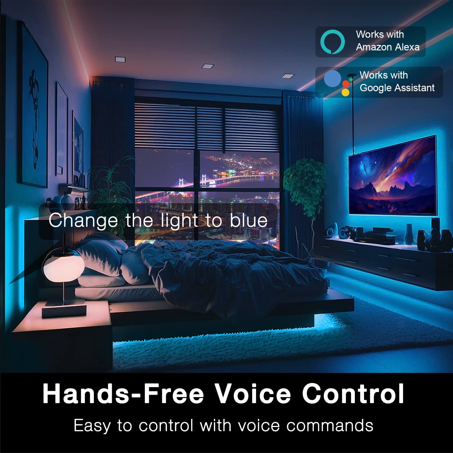 DAYBETTER Smart WiFi Led Lights 50ft, Tuya App Controlled Led Strip Lights, Work with Alexa and Google Assistant, Timer Schedule Led Lights Strip, Color Changing Led Lights for Bedroom Party Kitchen