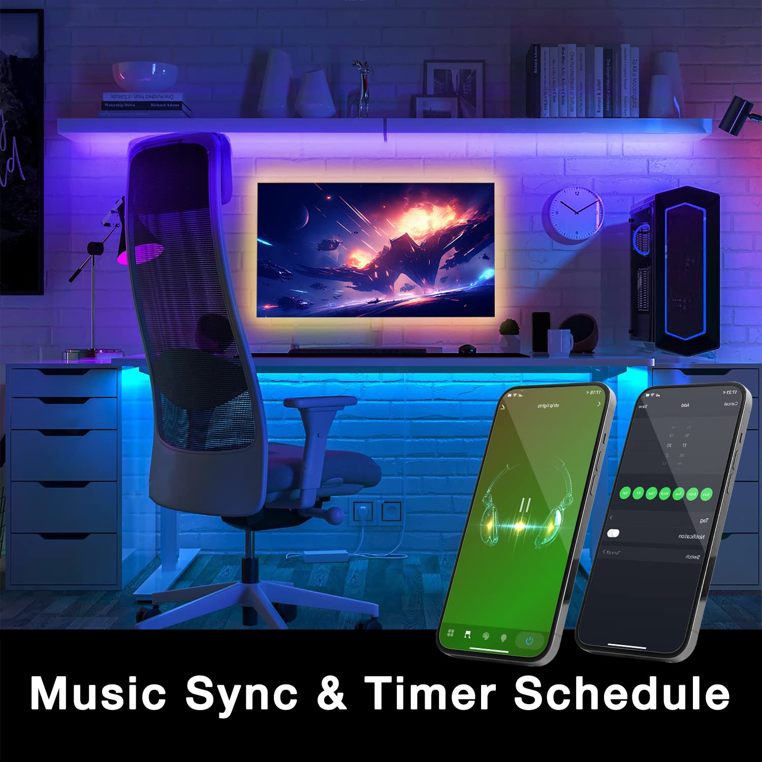 DAYBETTER Smart WiFi Led Lights 50ft, Tuya App Controlled Led Strip Lights, Work with Alexa and Google Assistant, Timer Schedule Led Lights Strip, Color Changing Led Lights for Bedroom Party Kitchen