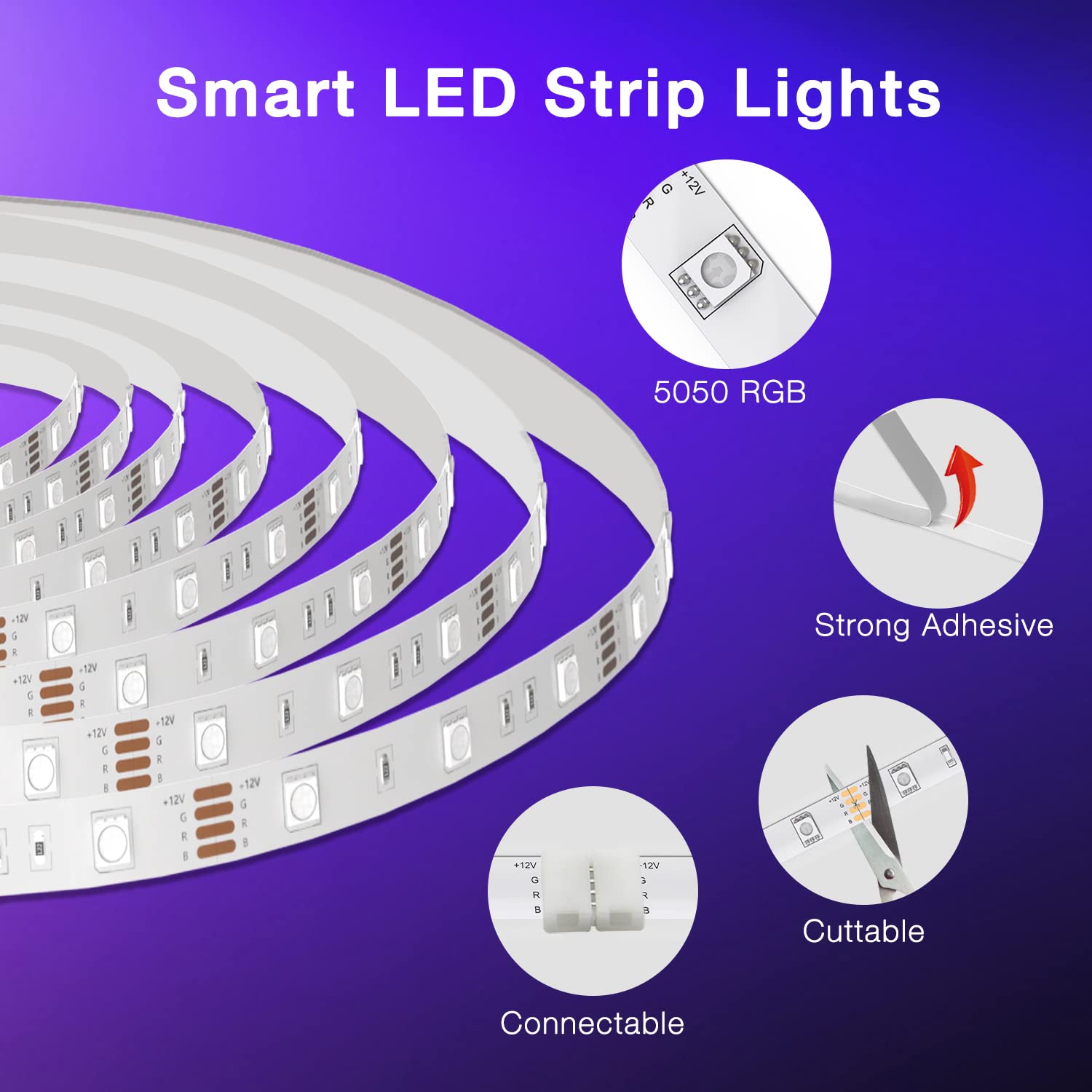 DAYBETTER Smart WiFi Led Lights 50ft, Tuya App Controlled Led Strip Lights, Work with Alexa and Google Assistant, Timer Schedule Led Lights Strip, Color Changing Led Lights for Bedroom Party Kitchen