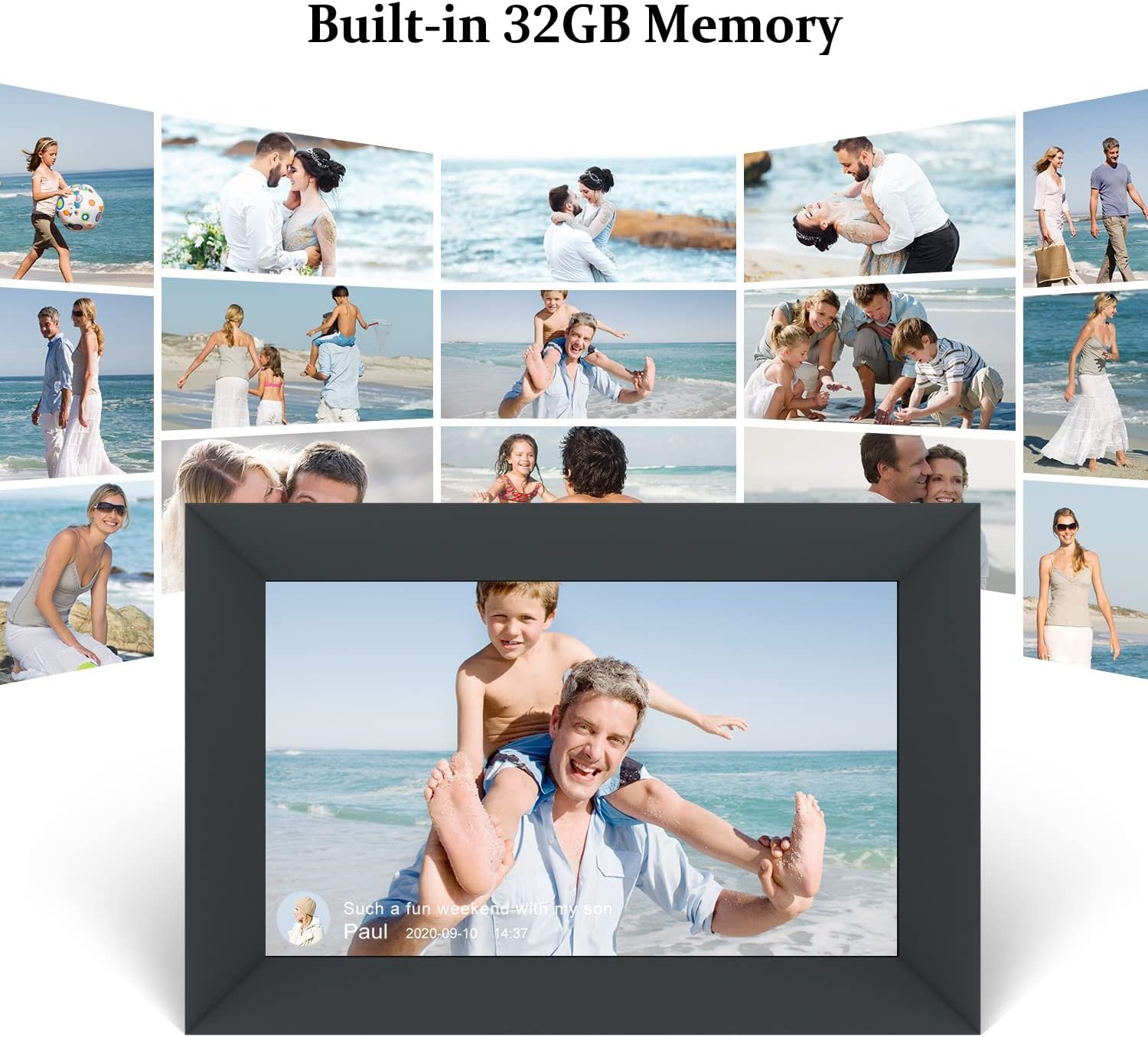 AEEZO 10.1 Inch WiFi Digital Picture Frame, IPS Touch Screen Smart Cloud Photo Frame with 16GB Storage, Easy Setup to Share Photos or Videos via Frameo APP, Auto-Rotate, Wall Mountable (Black)