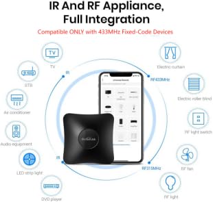 Broadlink RM4 pro Smart IR/RF Remote Control Hub with Sensor Cable-WiFi IR/RF Blaster for Smart Home Automation, TV, Curtain, Shades Remote, Works with Alexa, Google Assistant, IFTTT (RM4 pro S)