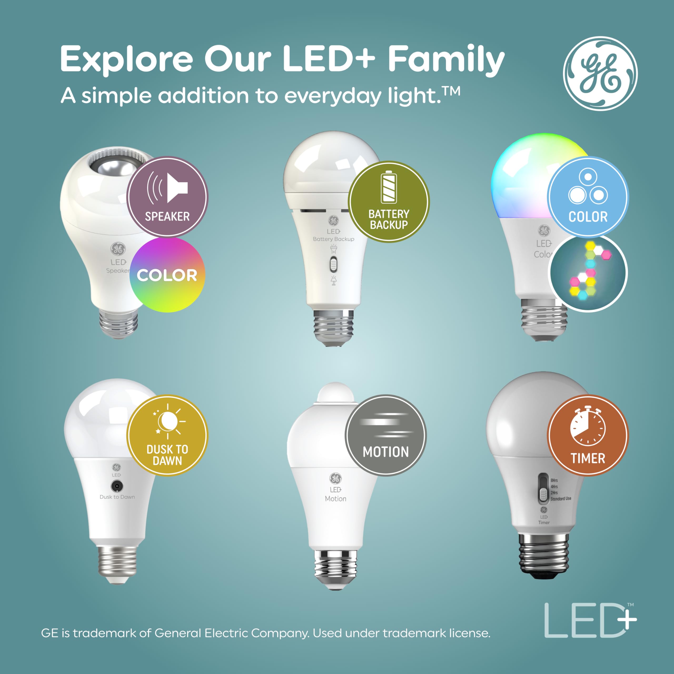 GE LED+ Color Changing Light Bulbs, 18 Colors & 5 Light Modes, No App or Wi-Fi Required, Remote Included, A19 Light Bulb (1 Pack)