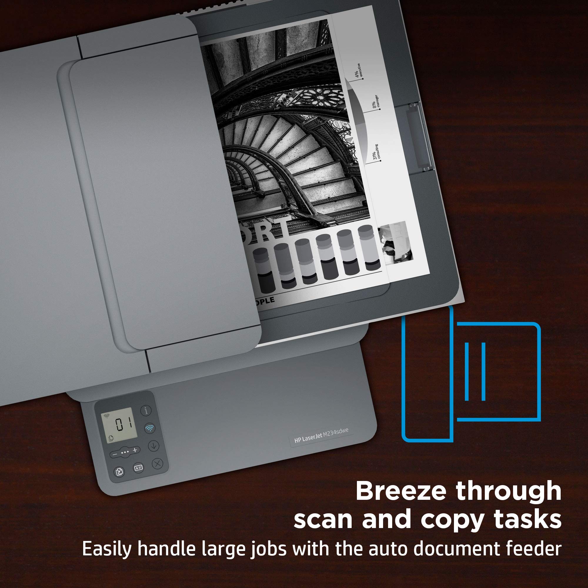 HP LaserJet MFP M234sdwe Wireless Monochrome All-in-One Printer with built-in Ethernet & fast 2-sided printing, HP+ and bonus 6 months Instant Ink (6GX01E)