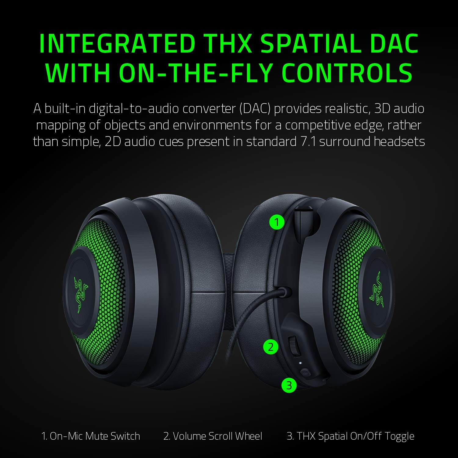 Razer Kraken Ultimate RGB USB Gaming Headset: THX 7.1 Spatial Surround Sound - Chroma RGB Lighting - Retractable Active Noise Cancelling Mic - Aluminum & Steel Frame - for PC & Mac - Classic Black