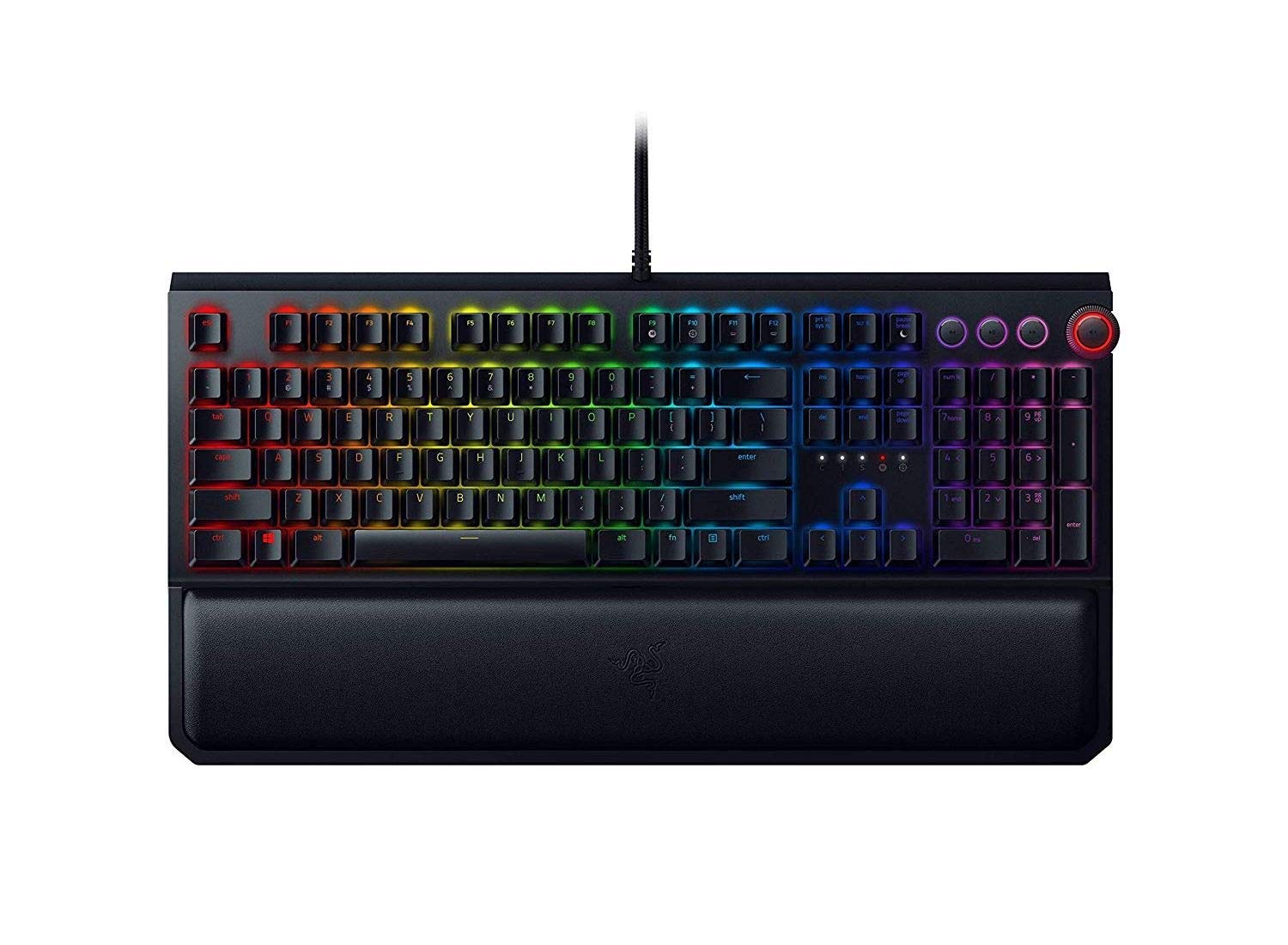 Razer BlackWidow Elite Mechanical Gaming Keyboard: Green Mechanical Switches - Tactile & Clicky - Chroma RGB Lighting - Magnetic Wrist Rest - Dedicated Media Keys & Dial - USB Passthrough