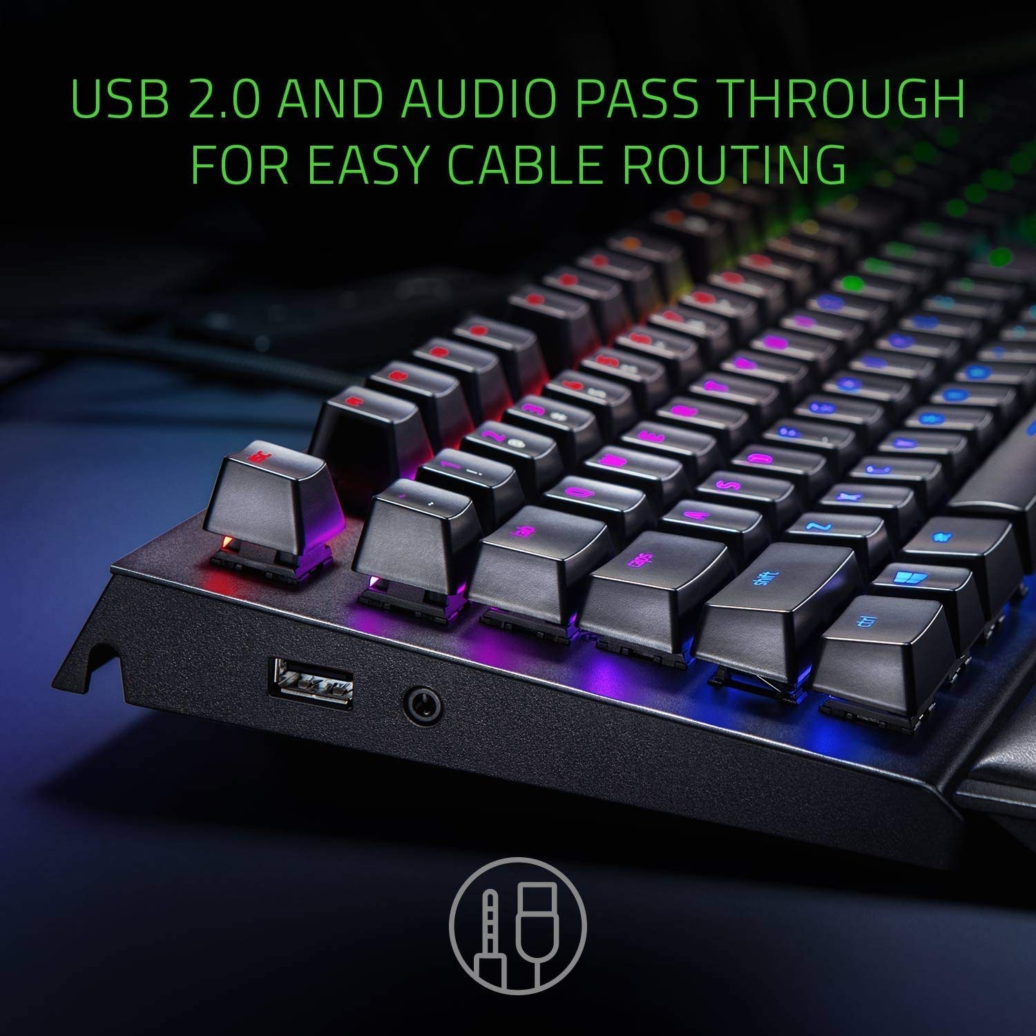 Razer BlackWidow Elite Mechanical Gaming Keyboard: Green Mechanical Switches - Tactile & Clicky - Chroma RGB Lighting - Magnetic Wrist Rest - Dedicated Media Keys & Dial - USB Passthrough