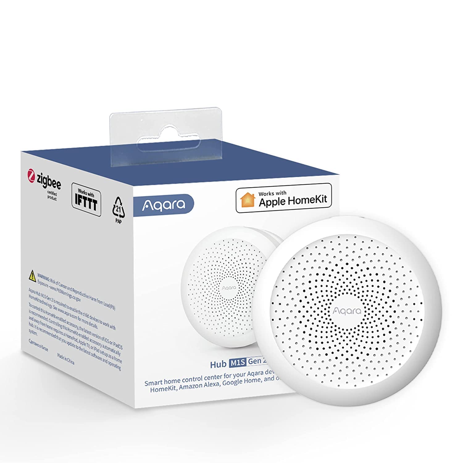 Aqara M1S Smart Hub, Wireless Smart Home Bridge for Alarm System (2.4 GHz Wi-Fi Required), Home Automation, Remote Monitor and Control, Supports Alexa, Google Assistant, Apple HomeKit and IFTTT