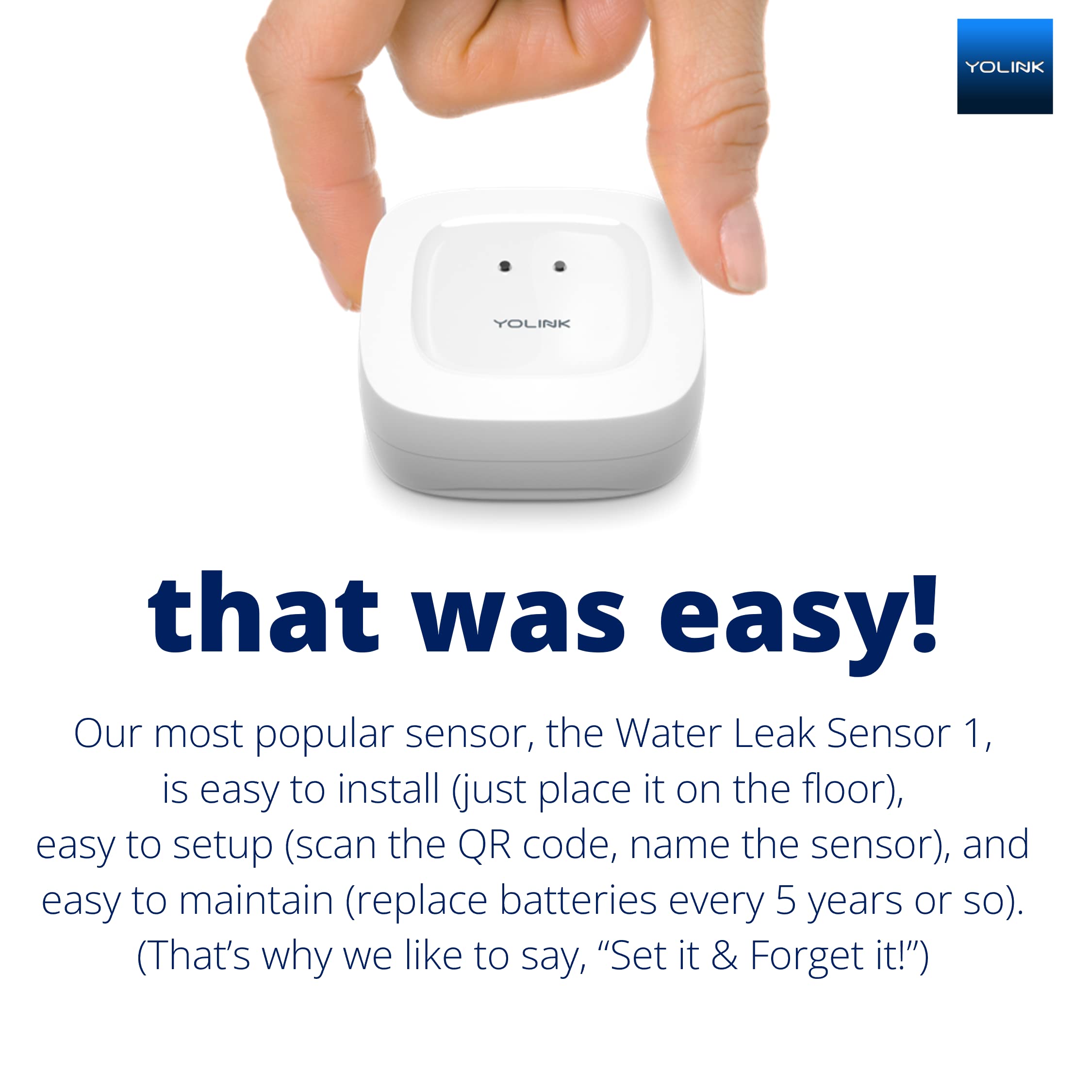YOLINK Water Leak Detector, 1/4 Mile World's Longest Range, Wireless Smart Water Leak Sensor, Alexa, IFTTT, Hub Required