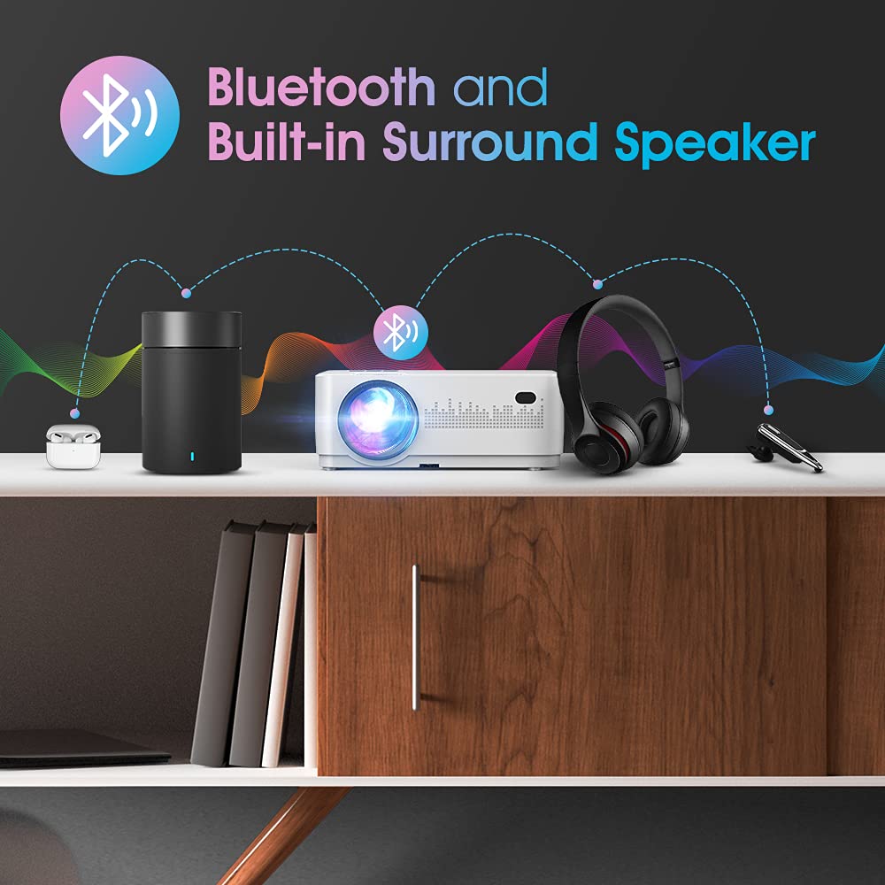 WiFi Bluetooth Projector, DBPOWER 9500L HD Native 1080P Projector, Zoom & Sleep Timer Support Outdoor Movie Projector, Home Projector Compatible w/ TV Stick, PC,DVD, Laptop/Extra Bag Included