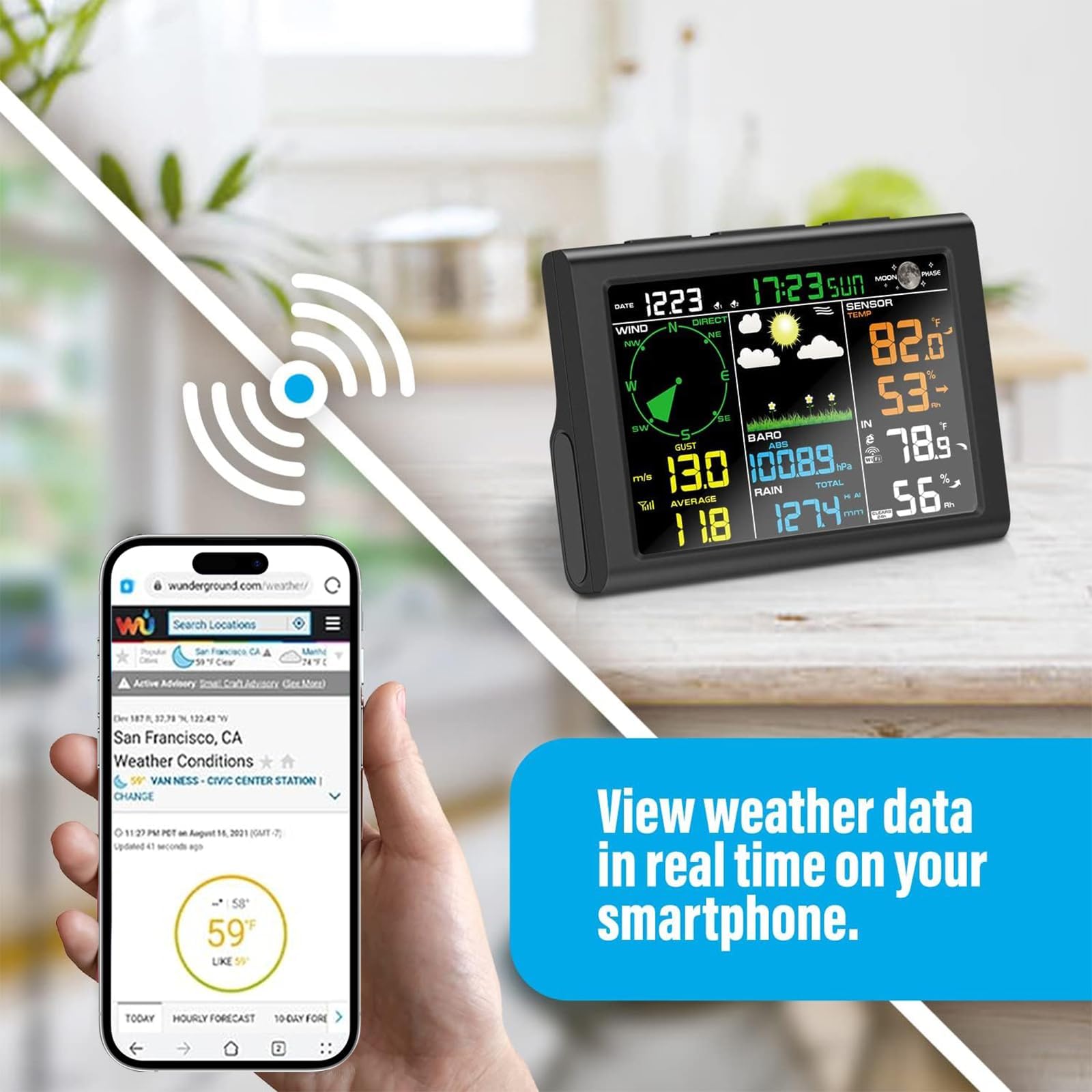 Sainlogic Professional WiFi Weather Station with Outdoor Sensor, Internet Wireless Weather Station with Rain Gauge, Weather Forecast, Wind Gauge, Wunderground