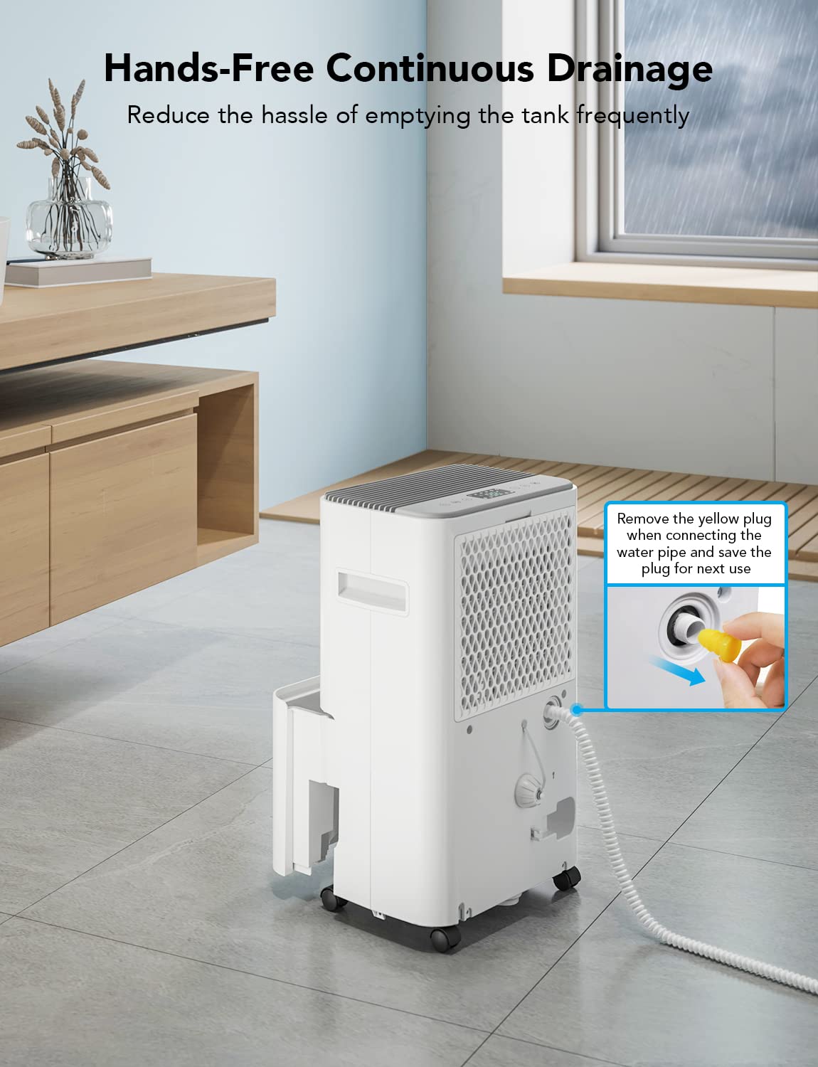 Govee Smart WiFi Dehumidifier for Basement, 50 Pint Dehumidifiers for Home Bedroom, Energy Star Dehumidifier with Drain Hose, Works with Alexa, Intelligent Humidity Control, 24H Timer