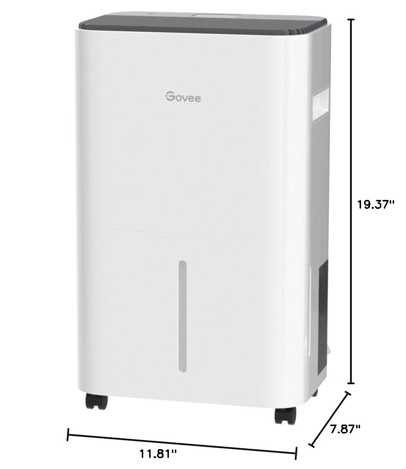 Govee Smart WiFi Dehumidifier for Basement, 50 Pint Dehumidifiers for Home Bedroom, Energy Star Dehumidifier with Drain Hose, Works with Alexa, Intelligent Humidity Control, 24H Timer