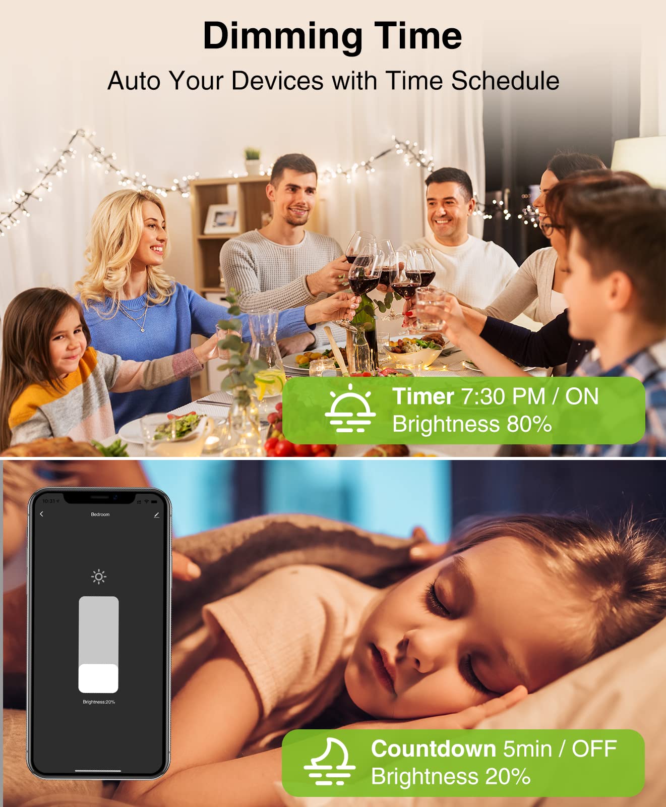 GHome Smart Smart Dimmer Switch Work with Alexa Google Home, Neutral Wire Required 2.4GHz Wi-Fi Switch for Dimming LED CFL INC Light Bulbs, Single Pole, UL Certified, No Hub Required, 4Pack
