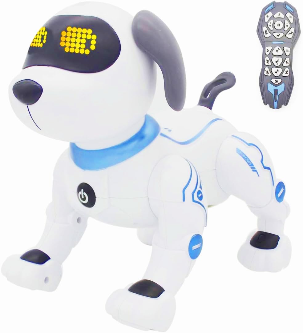 fisca Remote Control Dog, RC Robotic Stunt Puppy Voice Control Toys Handstand Push-up Electronic Pets Dancing Programmable Robot with Sound for Kids Boys and Girls Age 6, 7, 8, 9, 10 Year Old