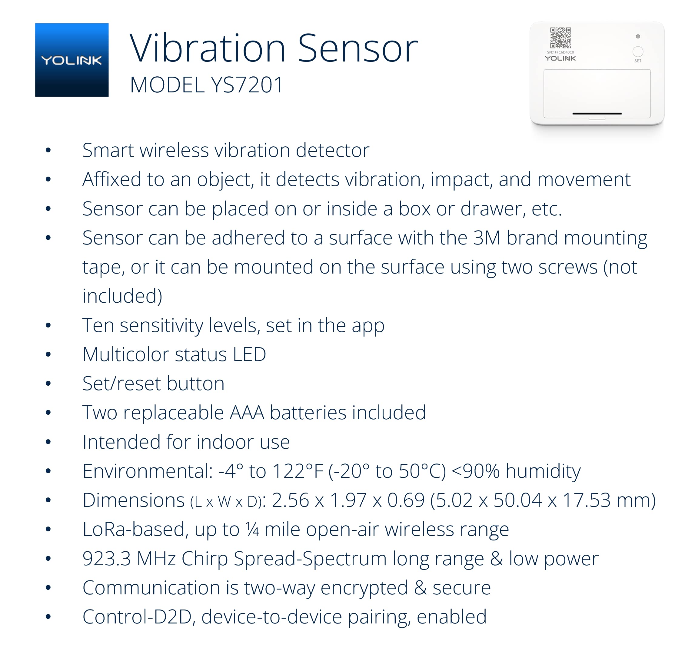 YoLink Smart Vibration & Shock Sensor, Generator, Pump Running, Glass Break, Anti-Tamper, Vehicle Alarm, Hub Required