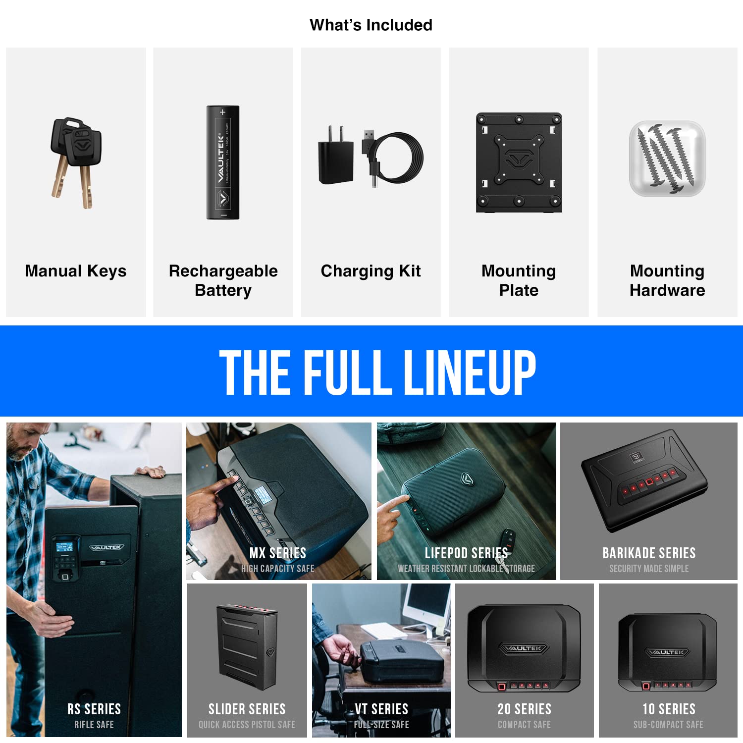 VAULTEK Slider Series Rugged Smart Handgun Safe Quick Auto-Open Sliding Door Pistol Safe with Rechargeable Li-ion Battery