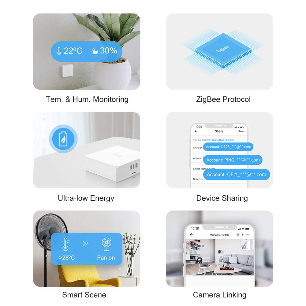 SONOFF SNZB-02 ZigBee Mini Indoor Temperature and Humidity Sensor for Checking the Room Climate, SONOFF ZigBee Bridge Required, Indoor Thermometer Hygrometer with Alert, Works with Alexa, Google Home