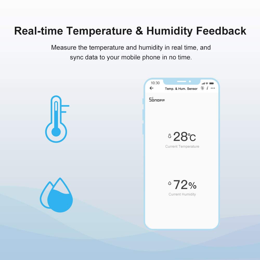 SONOFF SNZB-02 ZigBee Mini Indoor Temperature and Humidity Sensor for Checking the Room Climate, SONOFF ZigBee Bridge Required, Indoor Thermometer Hygrometer with Alert, Works with Alexa, Google Home