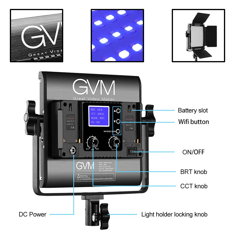 GVM RGB LED Video Lighting Kit, 800D Studio Video Lights with APP Control, Video Lighting Kit for YouTube Photography Lighting, 3 Packs Led Light Panel, 3200K-5600K, 8 Kinds of The Scene Lights