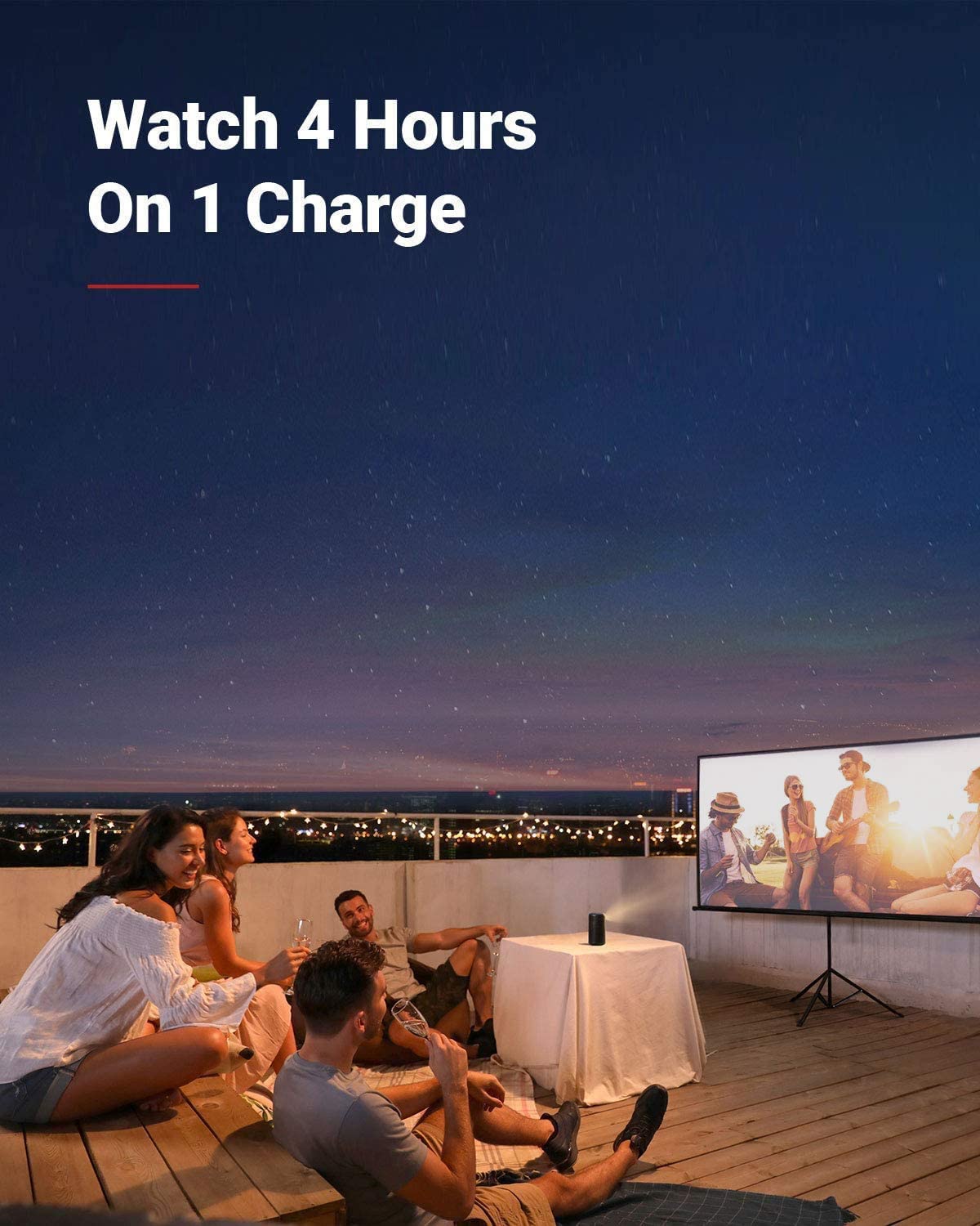 Anker NEBULA Capsule Max, Pint-Sized Wi-Fi Mini Projector, 200 ANSI Lumen Portable Projector, Native 720p HD, 8W Speaker, Movie Projector, 100 Inch Picture, 4Hr Video Playtime, Home Theater