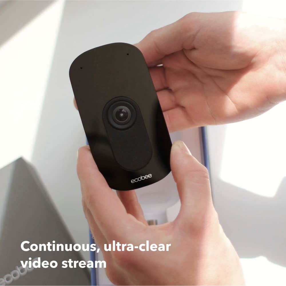 ecobee SmartCamera – Indoor WiFi Security Camera, Smart Home Security System, 1080p HD 180 Degree FOV, Night Vision, 2-Way Audio, Works with Apple HomeKit, Alexa Built In