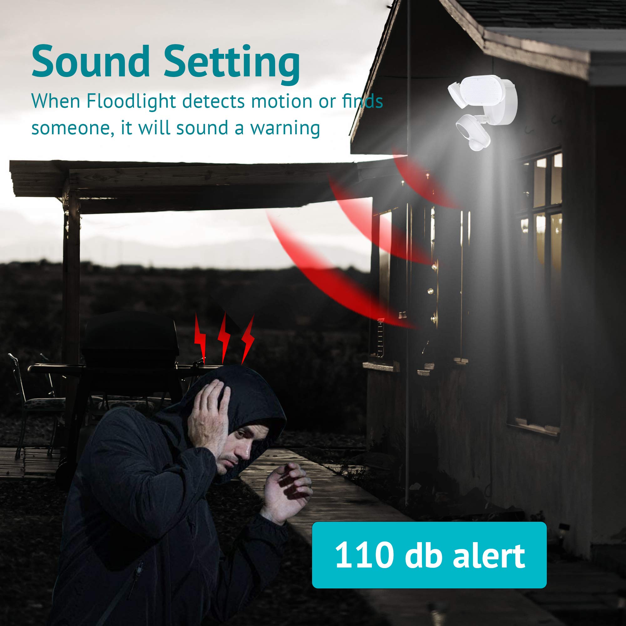 LaView Floodlight Camera with 2600 Lumen LEDs,Security Camera Outdoor 1080P,WiFi Security Cameras Waterproof, Motion Detection, Night Vision, Two-Way Audio and Siren, USA Cloud Service