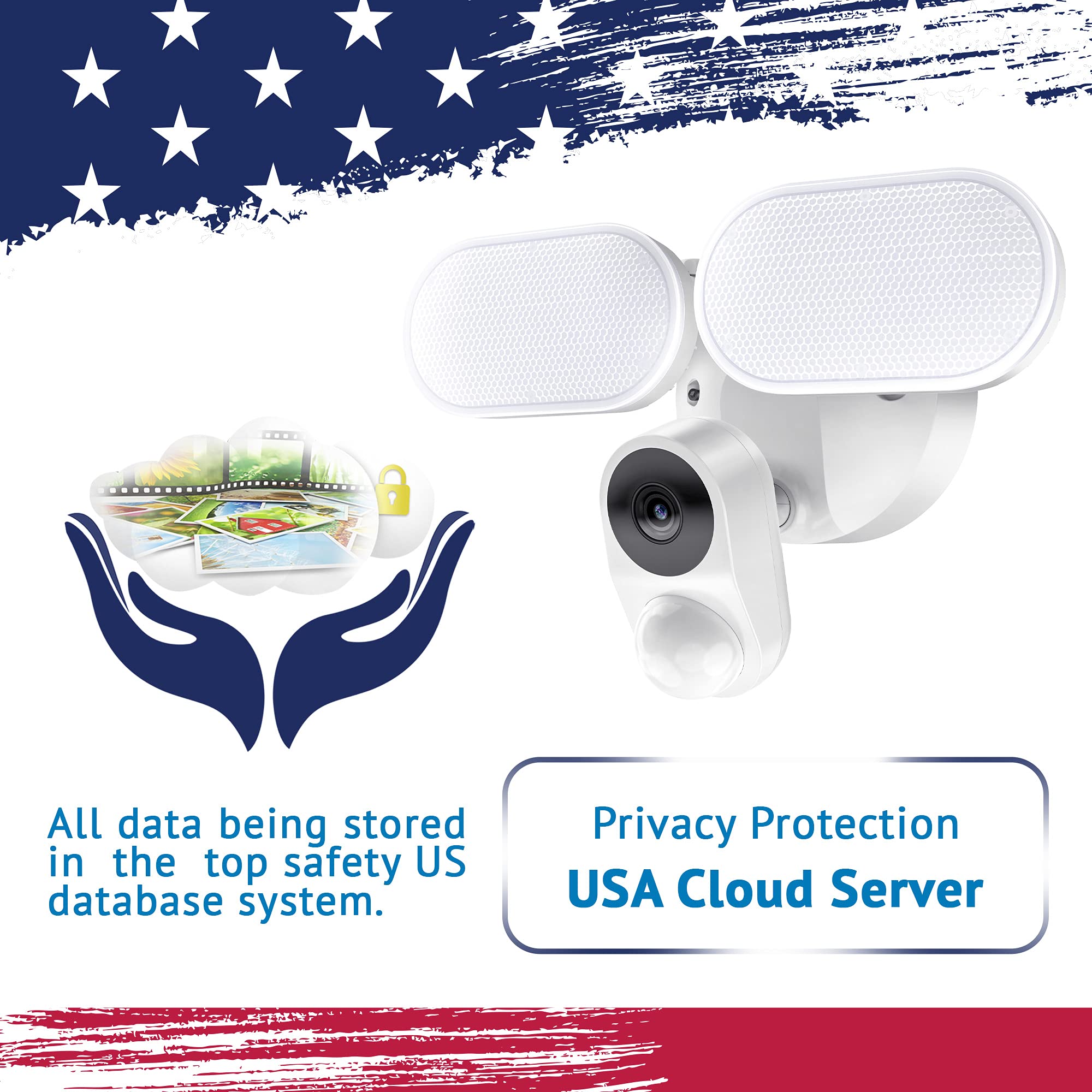 LaView Floodlight Camera with 2600 Lumen LEDs,Security Camera Outdoor 1080P,WiFi Security Cameras Waterproof, Motion Detection, Night Vision, Two-Way Audio and Siren, USA Cloud Service