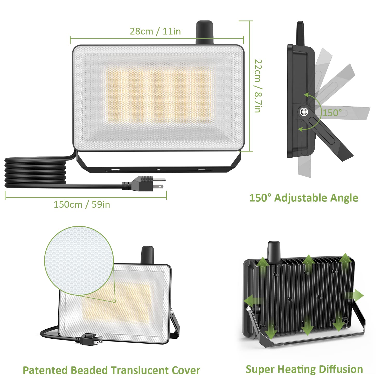 NOVOSTELLA 2 Pack 100W Smart LED Flood Light, Total 18000LM Super Bright Flood Light Outdoor IP66 Waterproof, Tunable White 2700K-6500K Outside Alexa Floodlight for Yard Stadium Garage Porch Lawn