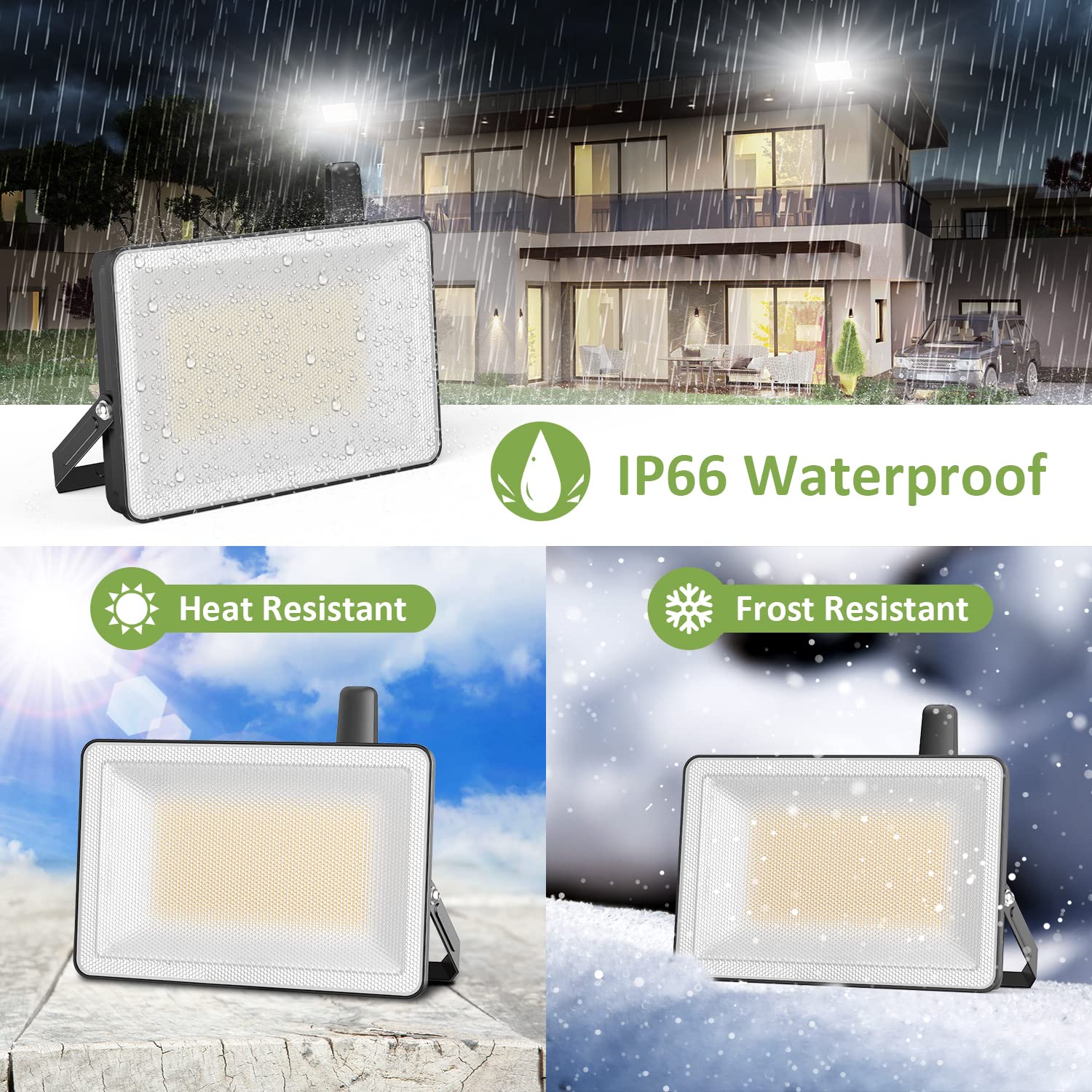 NOVOSTELLA 2 Pack 100W Smart LED Flood Light, Total 18000LM Super Bright Flood Light Outdoor IP66 Waterproof, Tunable White 2700K-6500K Outside Alexa Floodlight for Yard Stadium Garage Porch Lawn