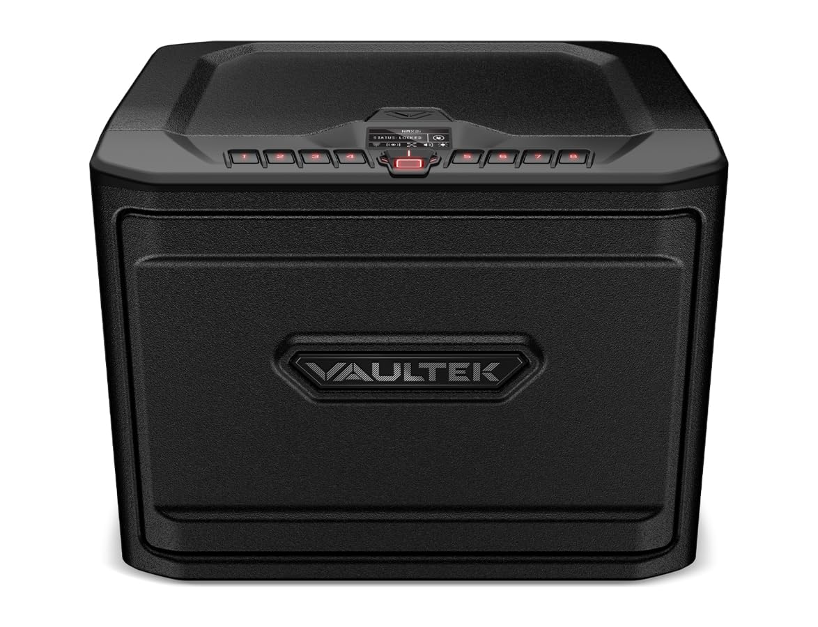 Vaultek MXi Wi-Fi and Biometric Safe High Capacity Handgun Safe Multiple Pistol Storage Smart Safe with Alerts to Smartphone Auto-Open Door and Rechargeable Battery (Biometric + WiFi)(Black)