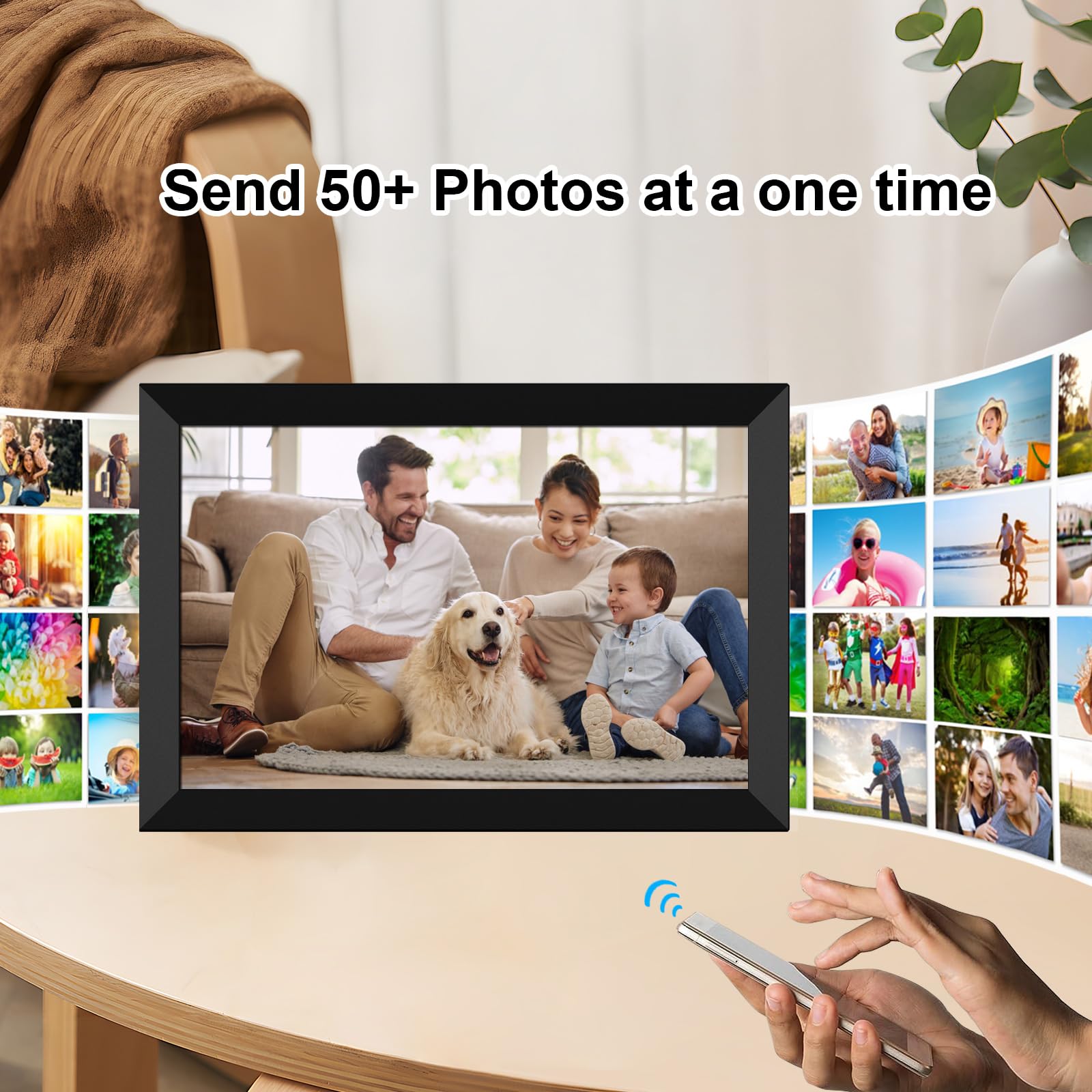 FRAMEO Digital Photo Frame 10.1 inch WiFi Smart Frame HD IPS Touch Screen, 16GB Storage, Auto-Rotate, Wall-Mountable, Easy Setup to Share Photos & Videos via Free App from Anywhere
