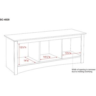 Prepac Cubbie Bench, White