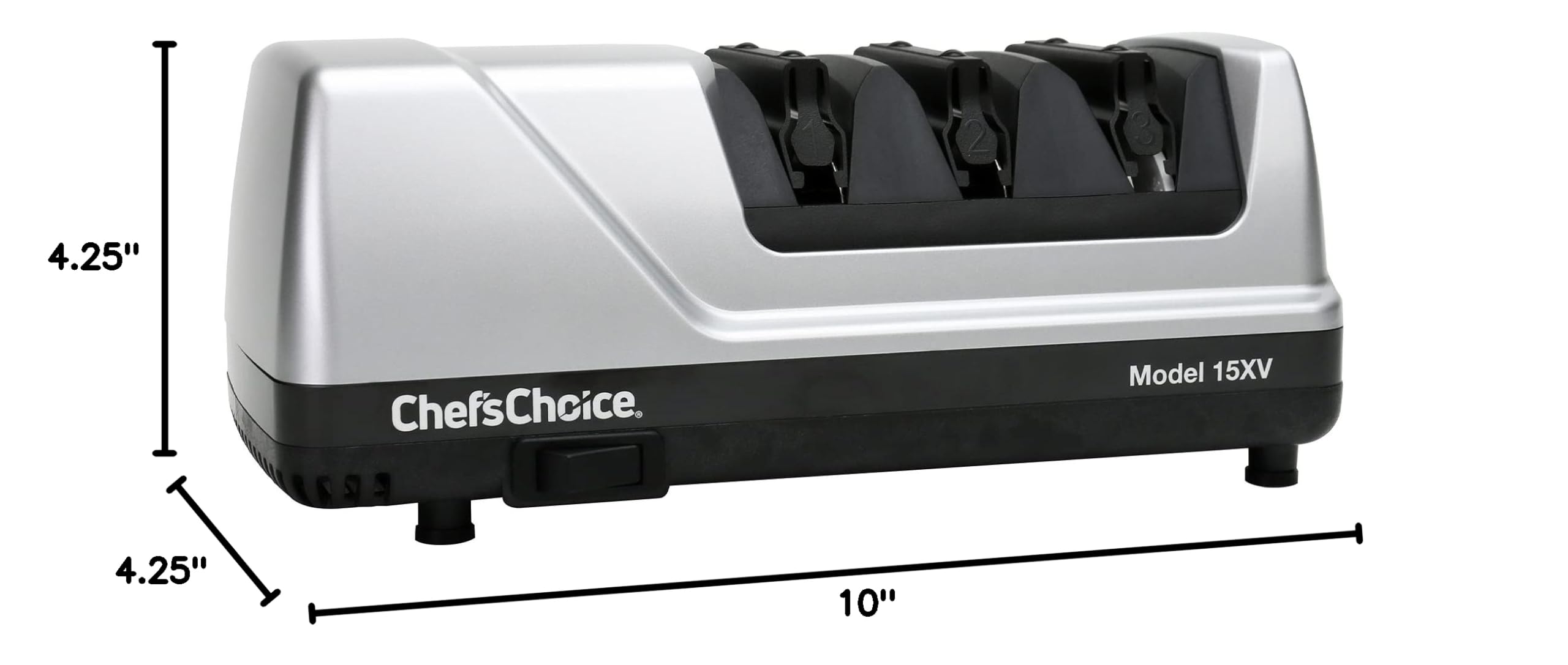 Chef’sChoice Trizor 15XV Professional Electric Knife Sharpener for Kitchen Knives with Diamond Abrasives and Precision Angle Guides, 75db, 3 Slots, Gray
