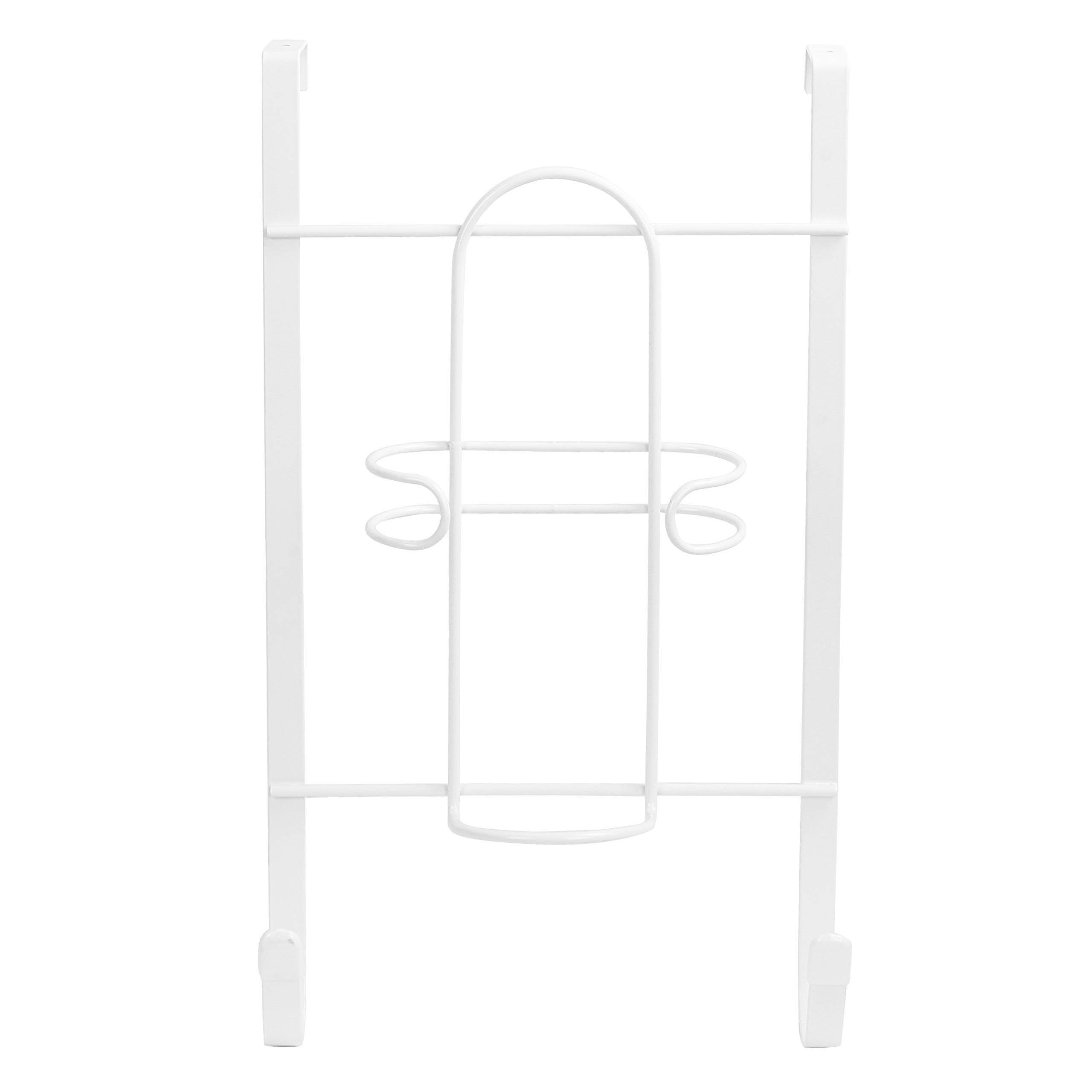 Spectrum Diversified Over-the-Door Holder No-Installation Iron & Ironing Board Storage, Sturdy Steel Construction With Rubberized Hook Ends Laundry Room Storage & Closet Organization, White, Large
