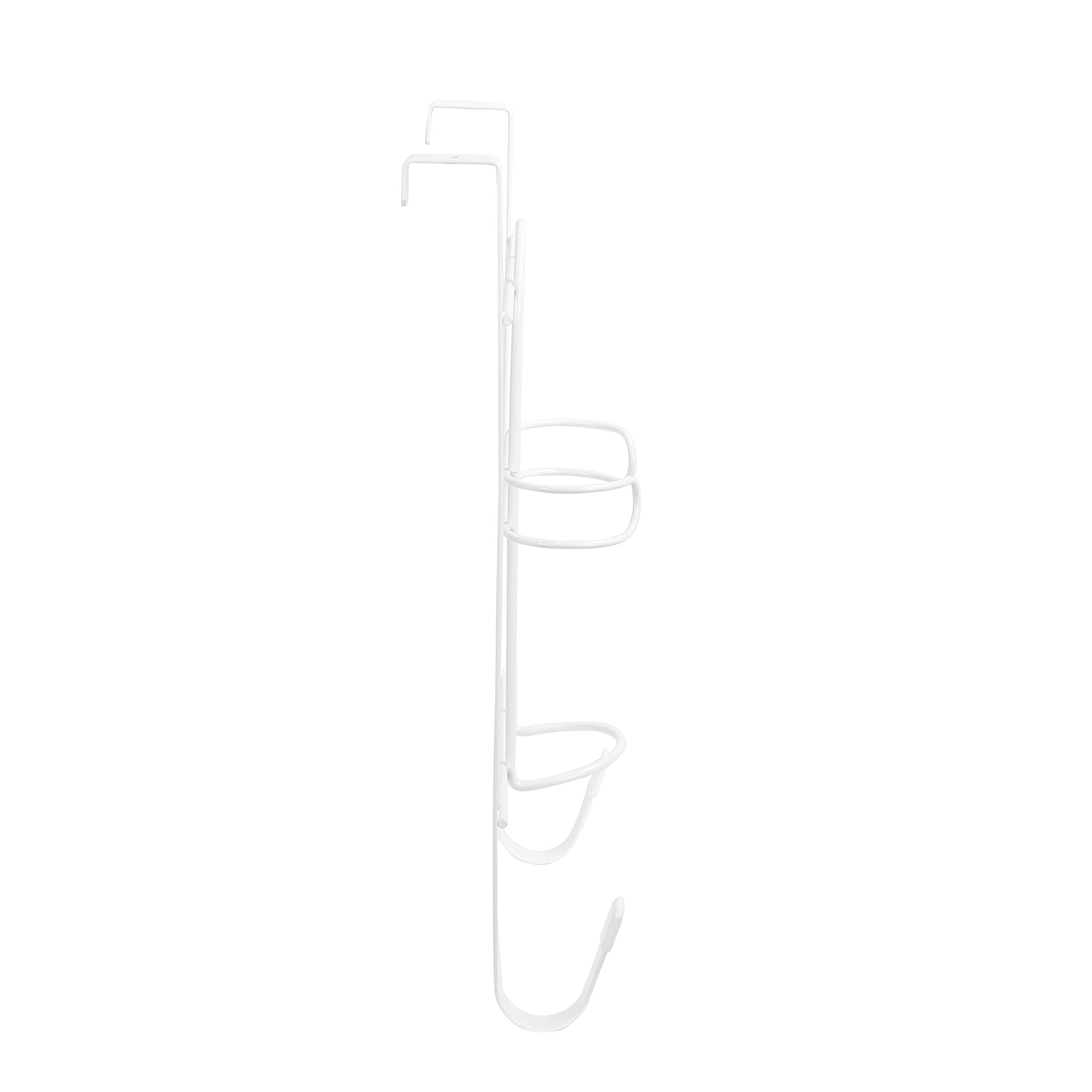 Spectrum Diversified Over-the-Door Holder No-Installation Iron & Ironing Board Storage, Sturdy Steel Construction With Rubberized Hook Ends Laundry Room Storage & Closet Organization, White, Large