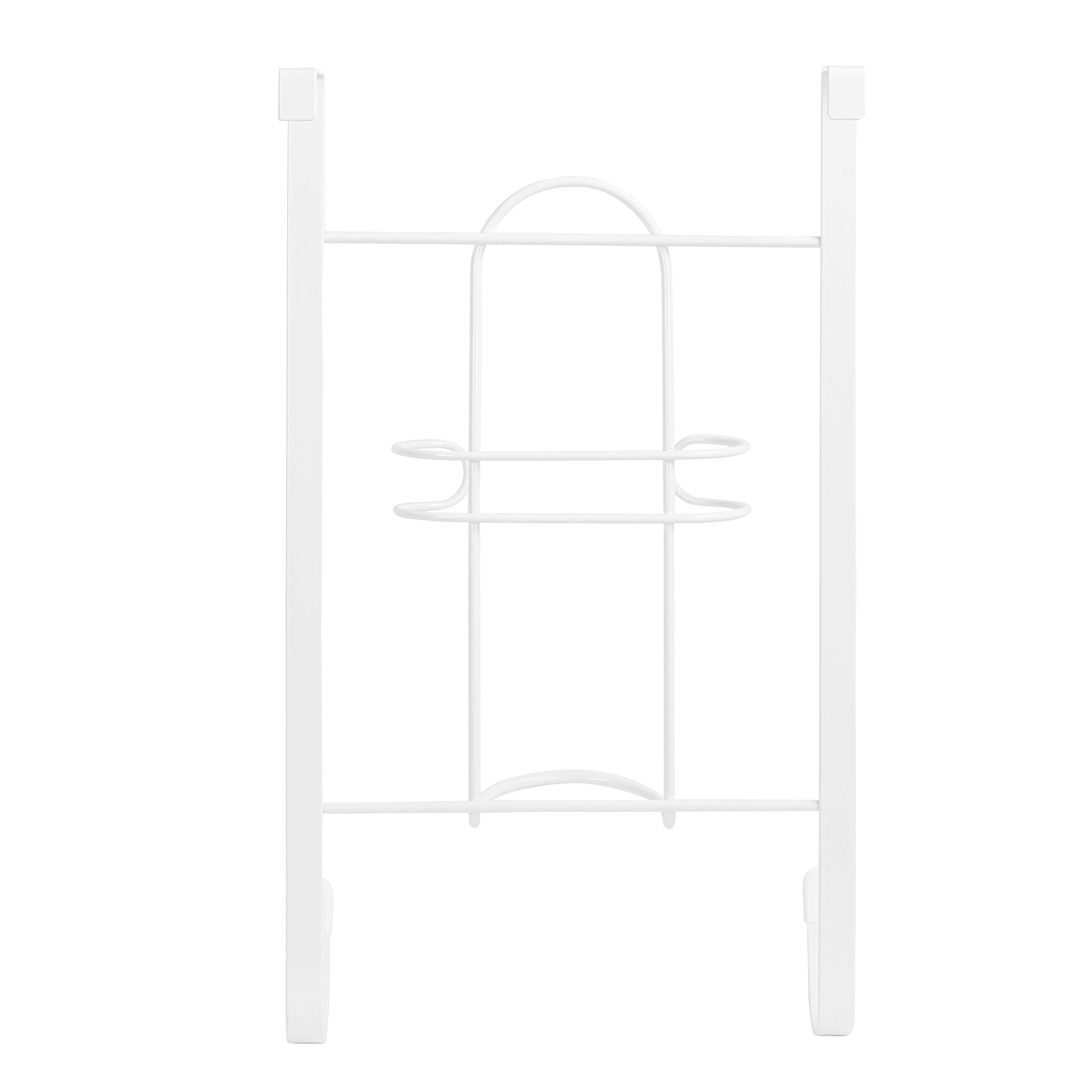Spectrum Diversified Over-the-Door Holder No-Installation Iron & Ironing Board Storage, Sturdy Steel Construction With Rubberized Hook Ends Laundry Room Storage & Closet Organization, White, Large