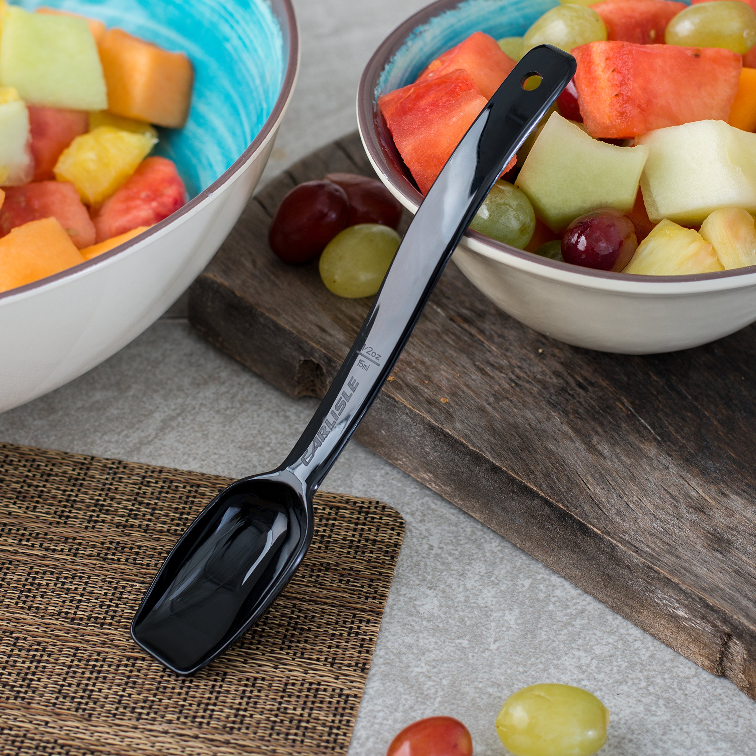 CFS Plastic Solid Spoon, 9 Inches, Black, (Pack of 12)