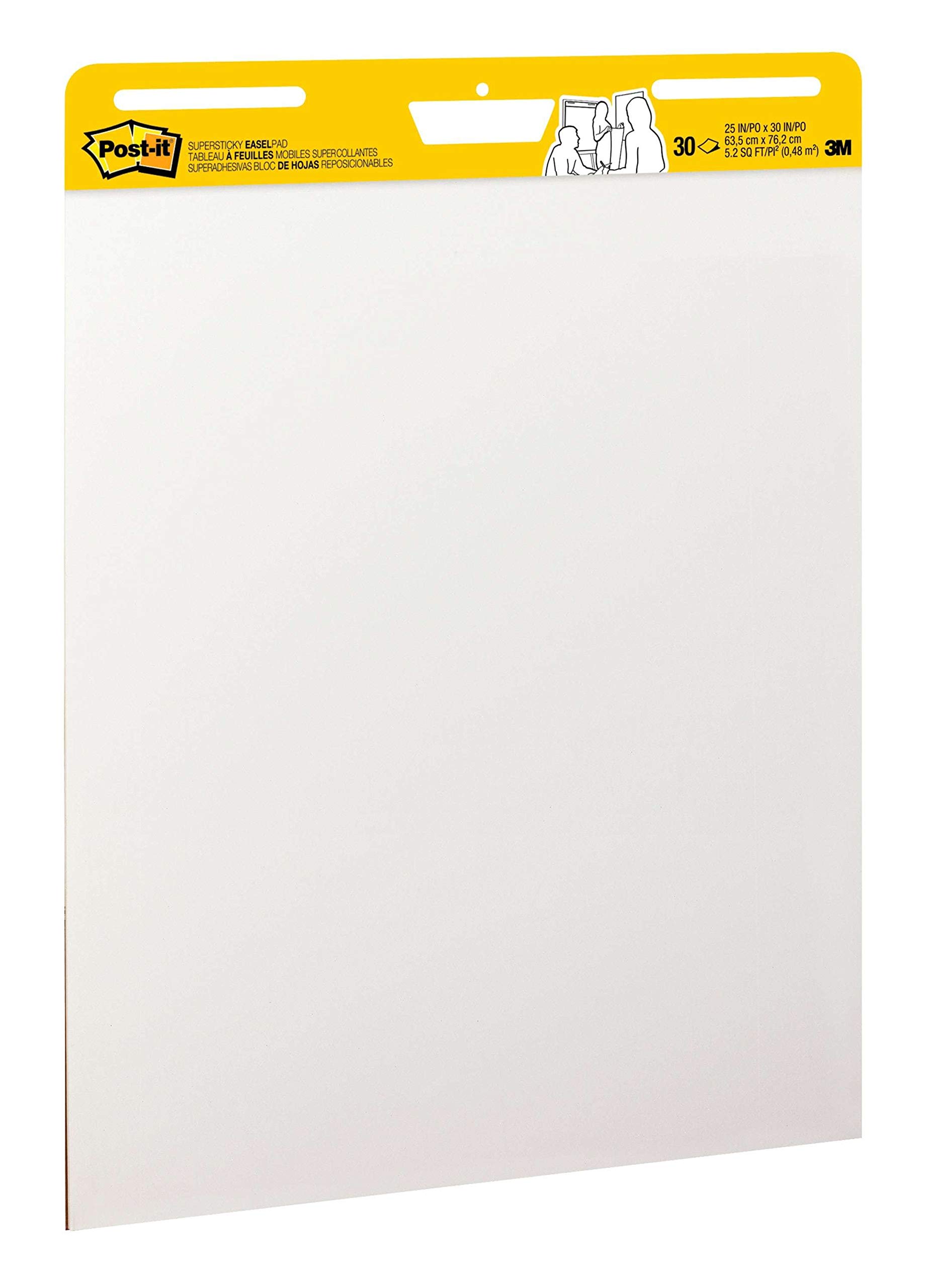 Post-it Super Sticky Easel Pad, 25 x 30 Inches, 30 Sheets/Pad, 6 Pads, Large White Premium Self Stick Flip Chart Paper, Super Sticking Power (559VAD6PK)