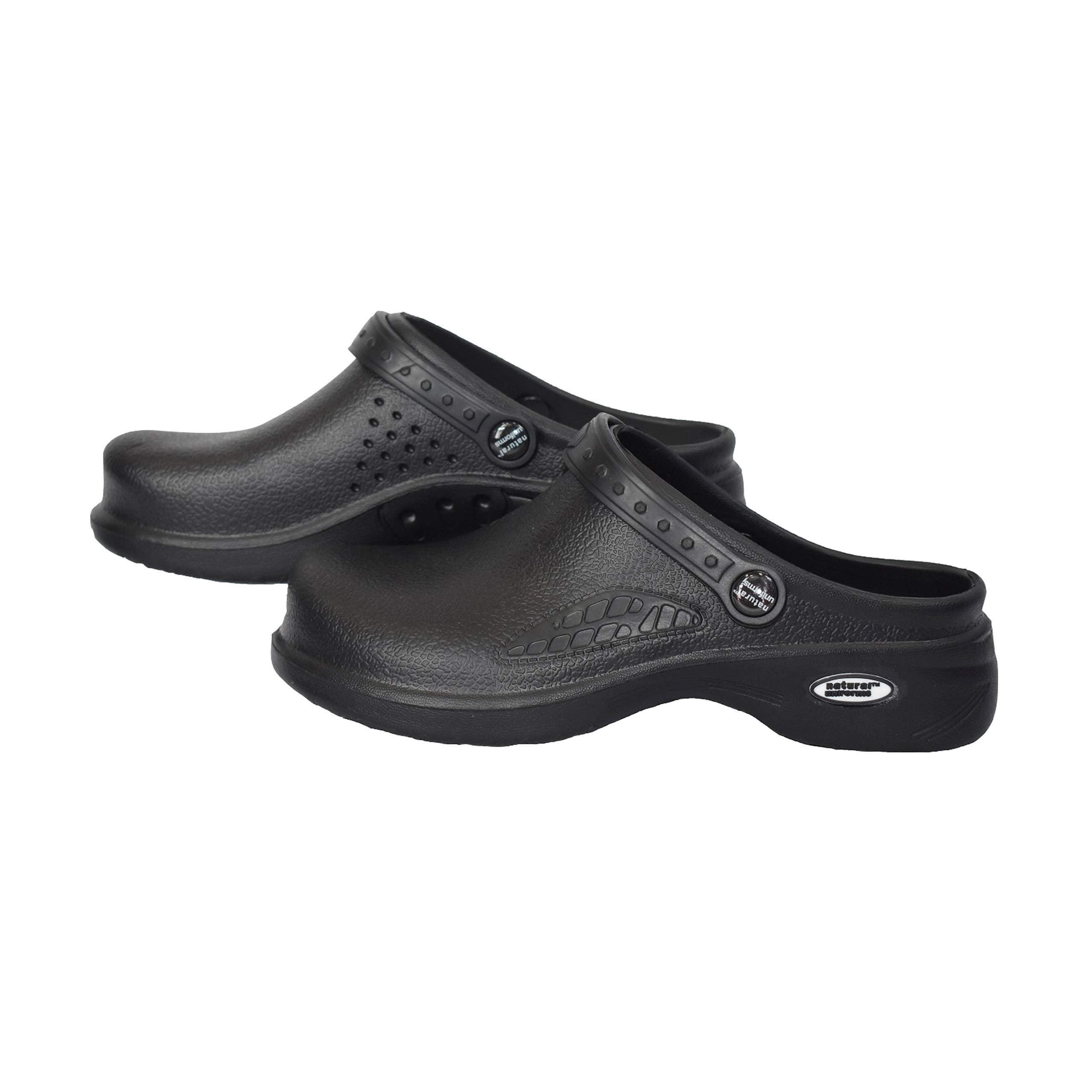Natural Uniforms Ultralite Women's Clogs with Strap (Size 8, Black)
